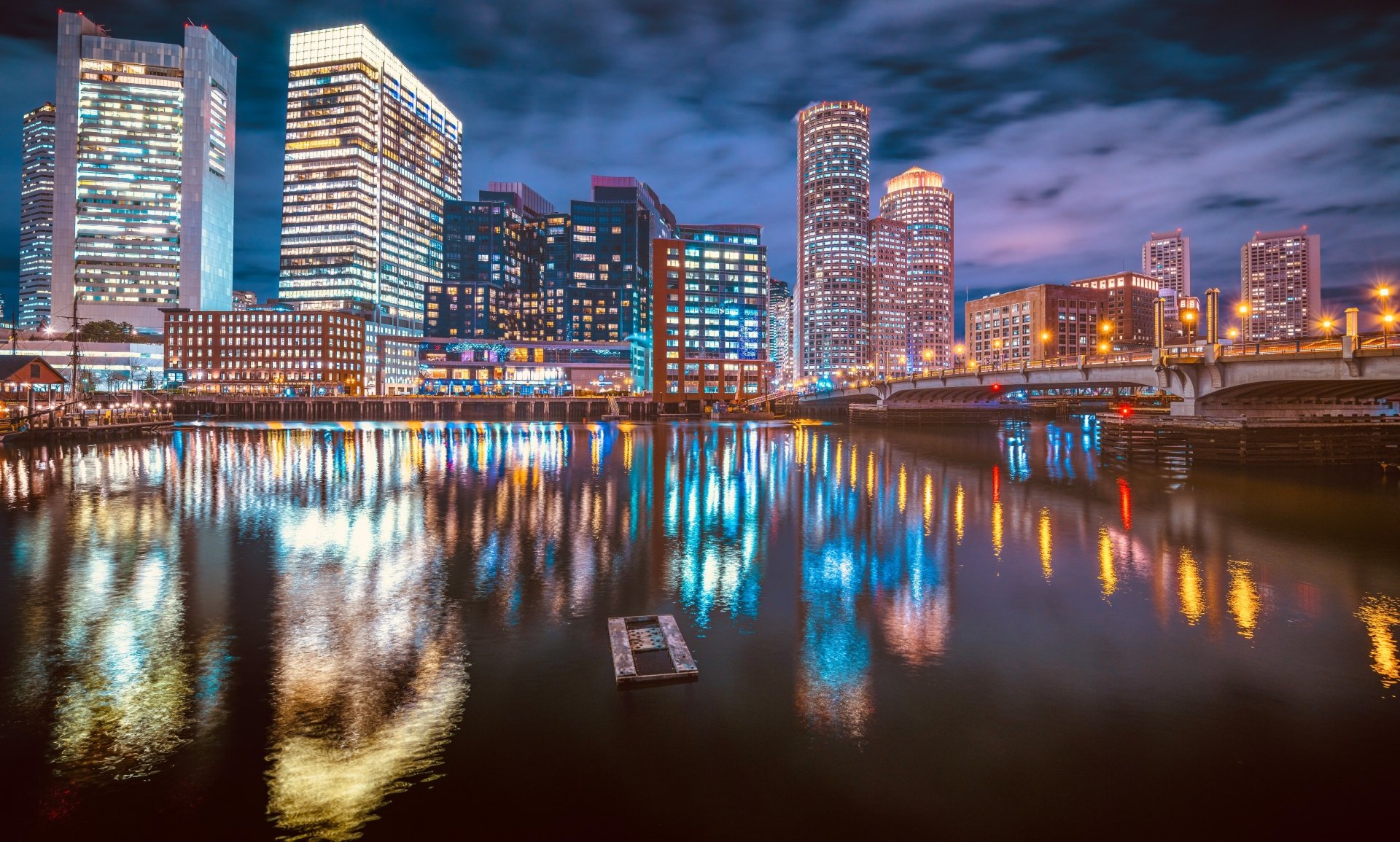 Download City Night Building Man Made Boston 4k Ultra HD Wallpaper