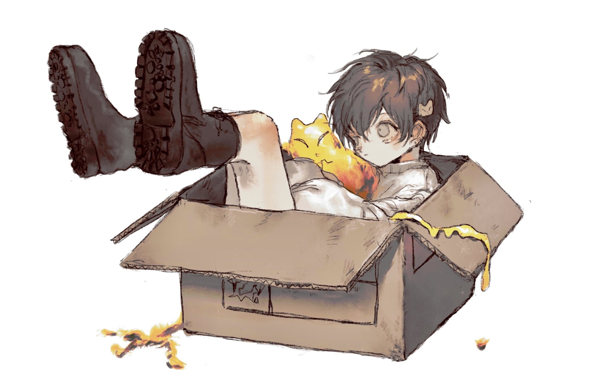 Download Cat Box Anime Boy Anime Boy Anime Cat HD Wallpaper