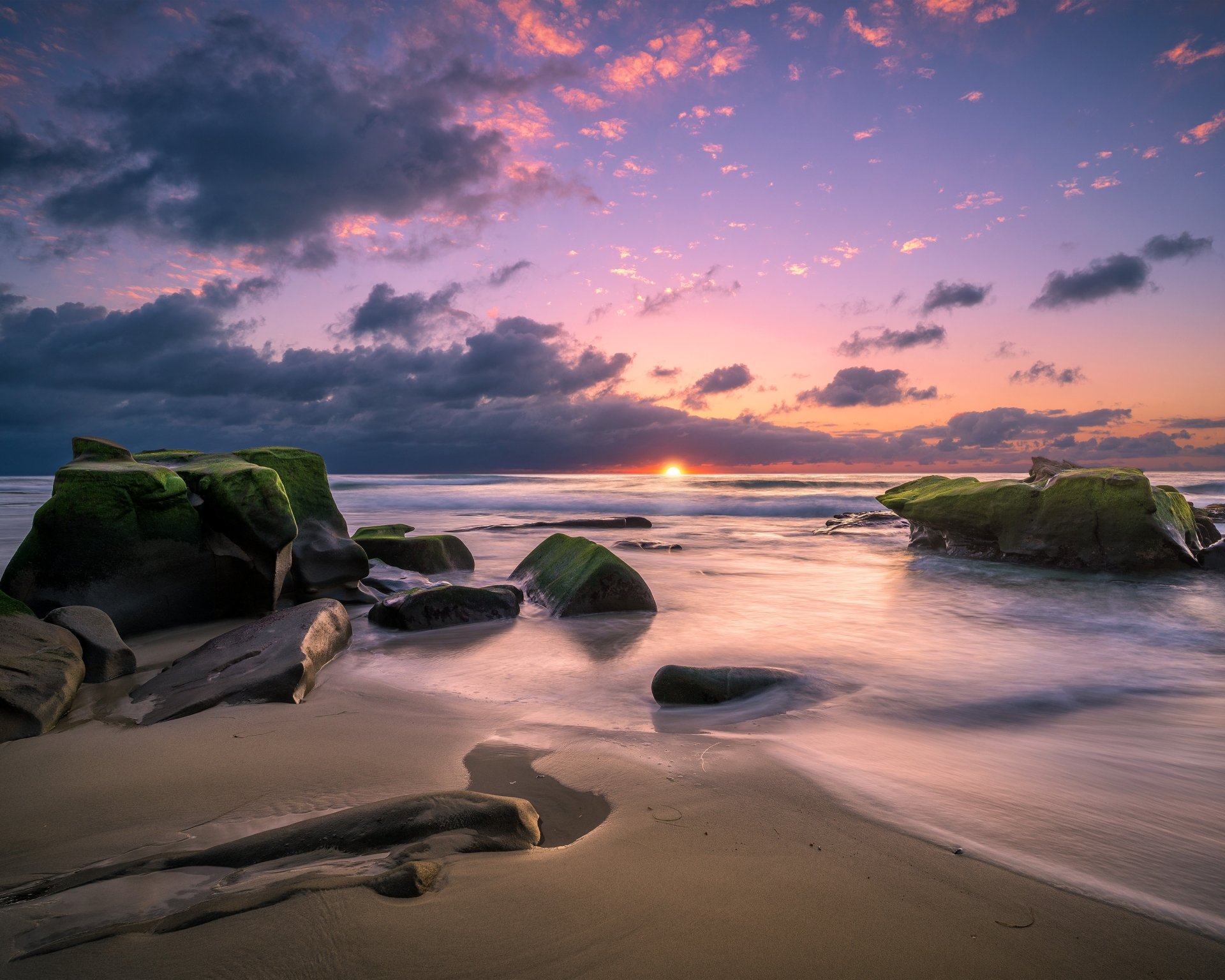 Sunset Horizon Over Ocean — Serene Nature, 2K Quad HD Wallpaper ...