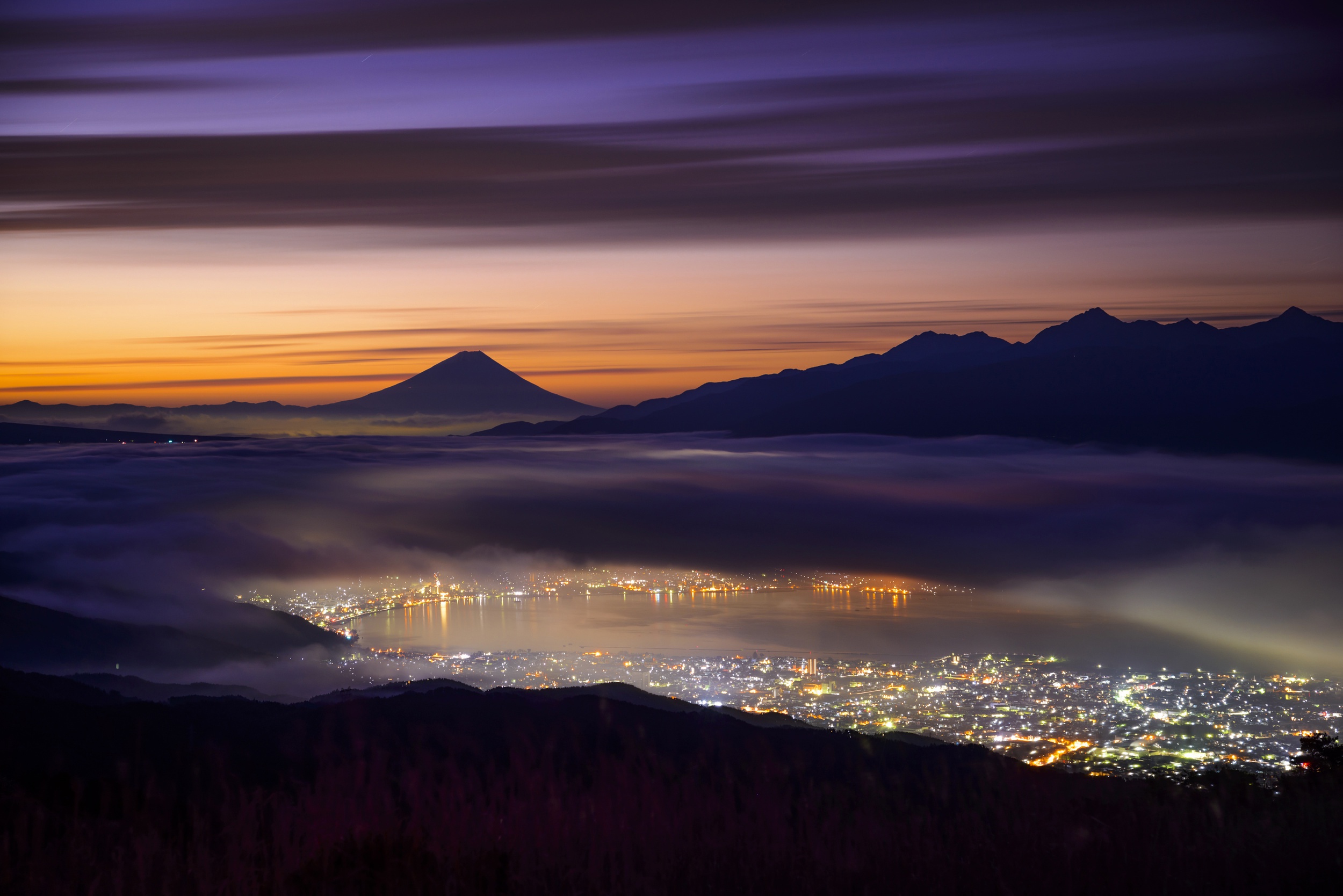Download Japan Night Nature Mount Fuji HD Wallpaper