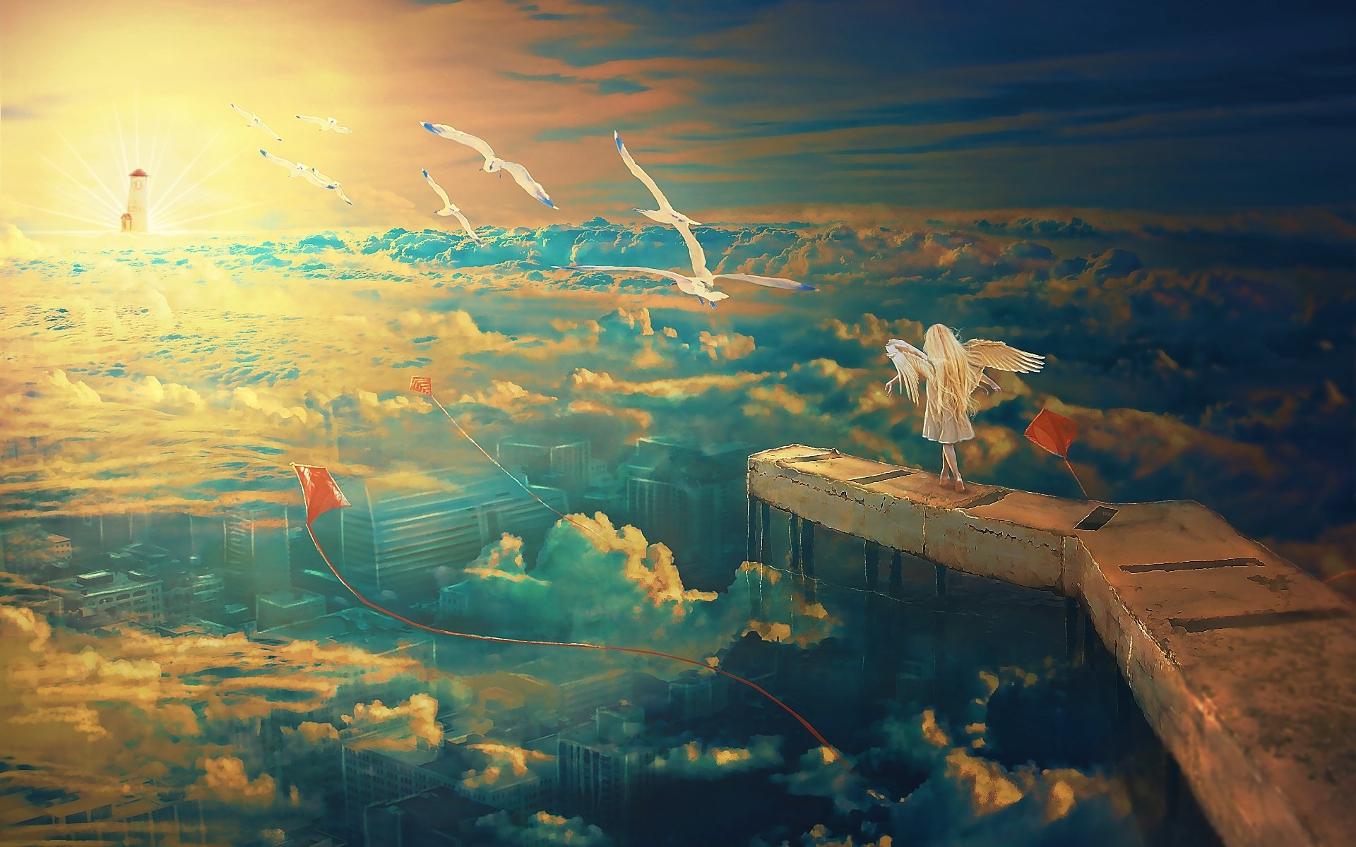 Download Angel Cloud Sky Artistic Landscape HD Wallpaper by obereg