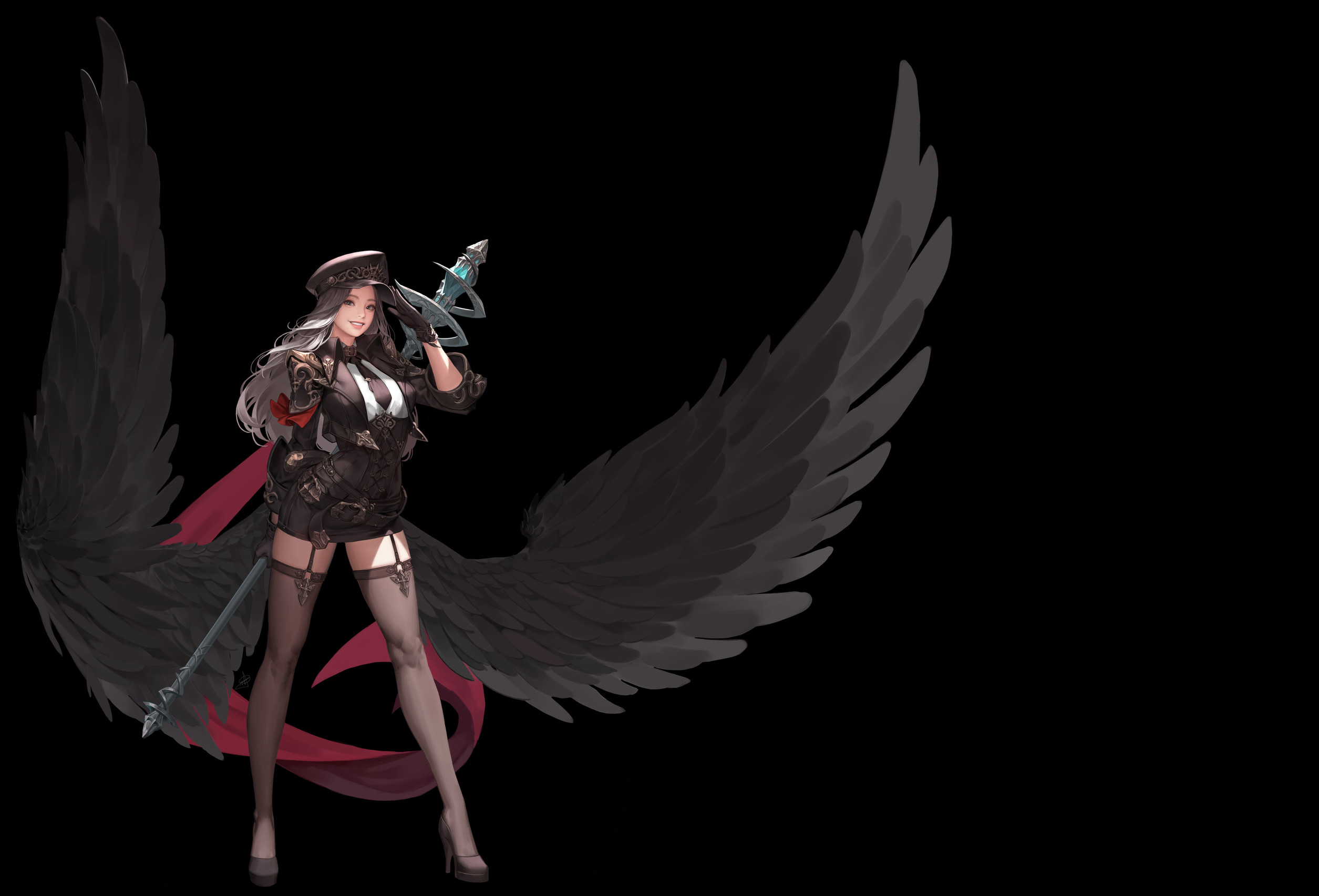 Download Black Anime Angel Black Anime Anime Angel HD Wallpaper by ...