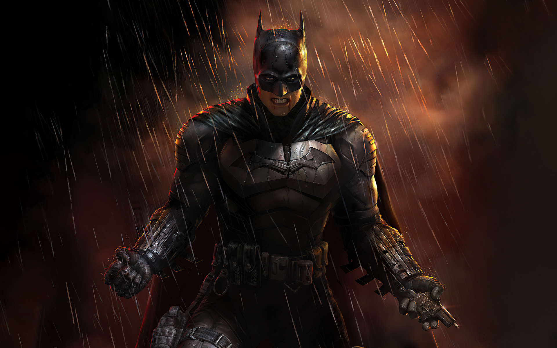 The Batman HD Wallpaper: Dark Knight in the Rain by alon chou