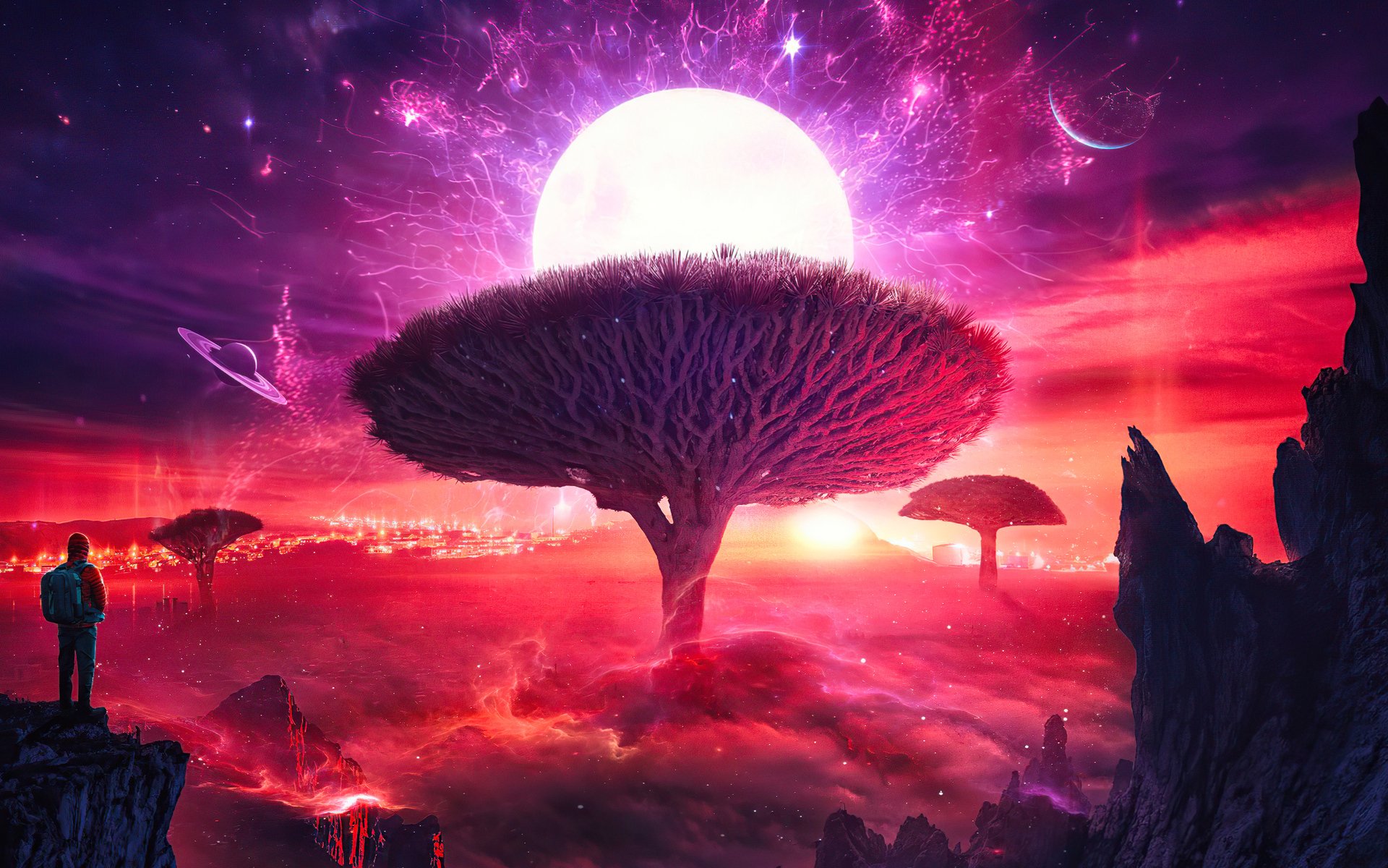 Download Tree Sci Fi Landscape HD Wallpaper by AtonikArt