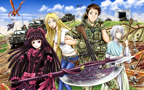 Gate Anime HD Wallpaper with Dragon and Characters by Swordsouls