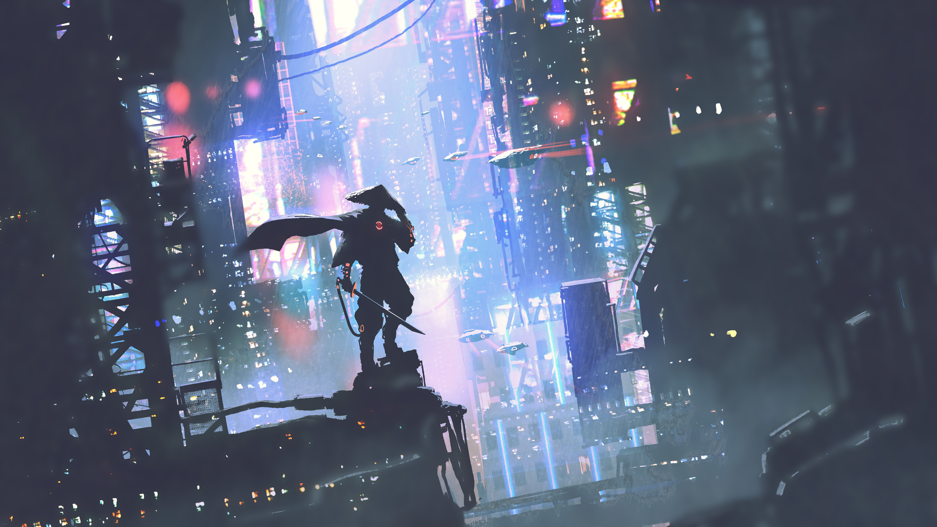 Cyber Samurai: Sci-Fi Warrior in Ultra HD | 3840x2160 | Wallpaper Abyss
