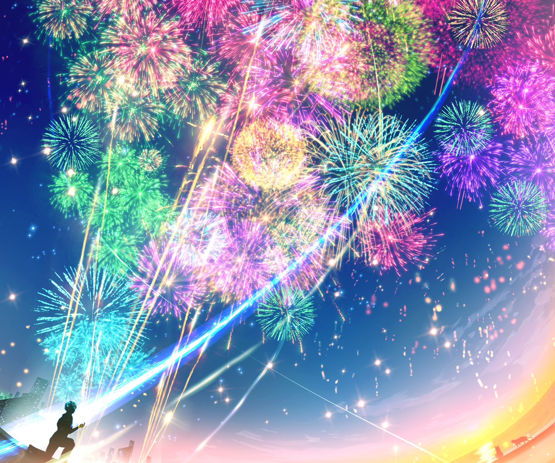 2K Quad HD Anime Fireworks: Celestial Festival | 3000x2500 | Wallpaper ...