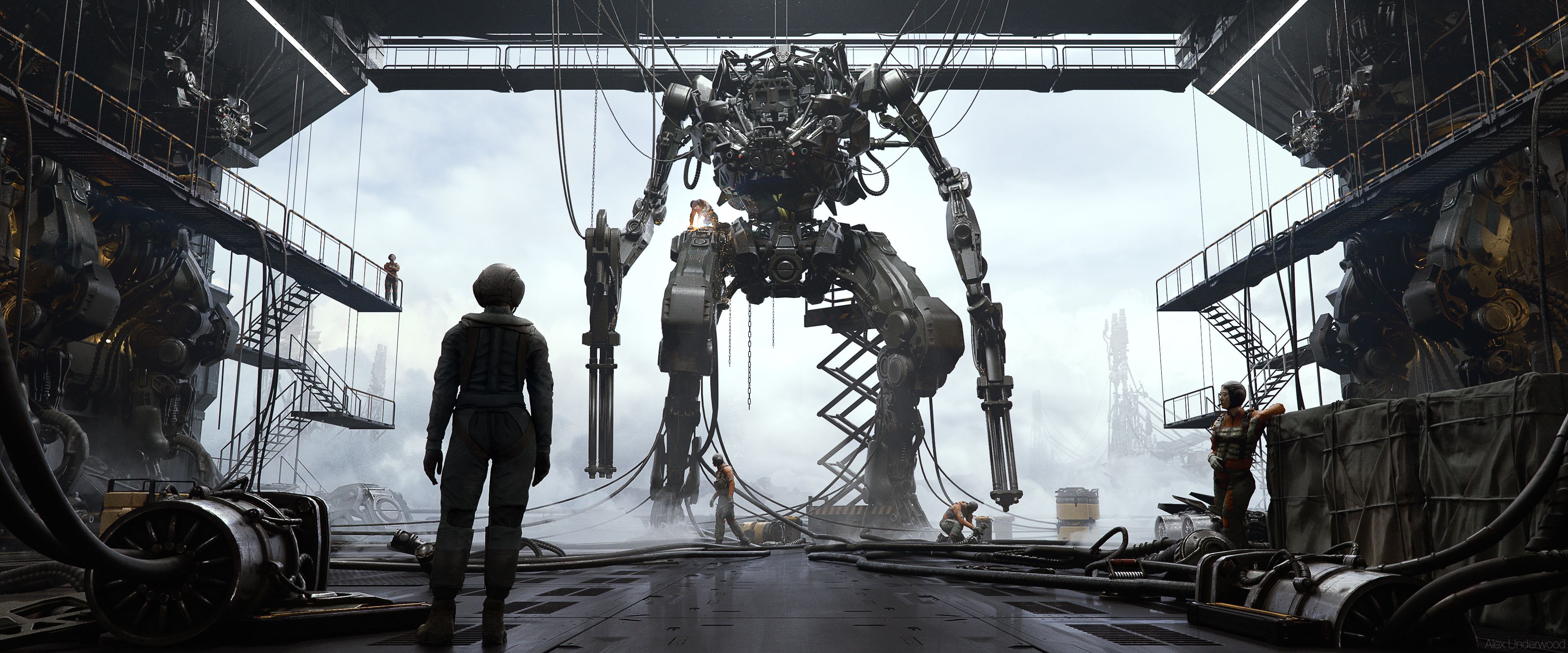 Sci Fi Mech HD Wallpaper by Alex Underwood