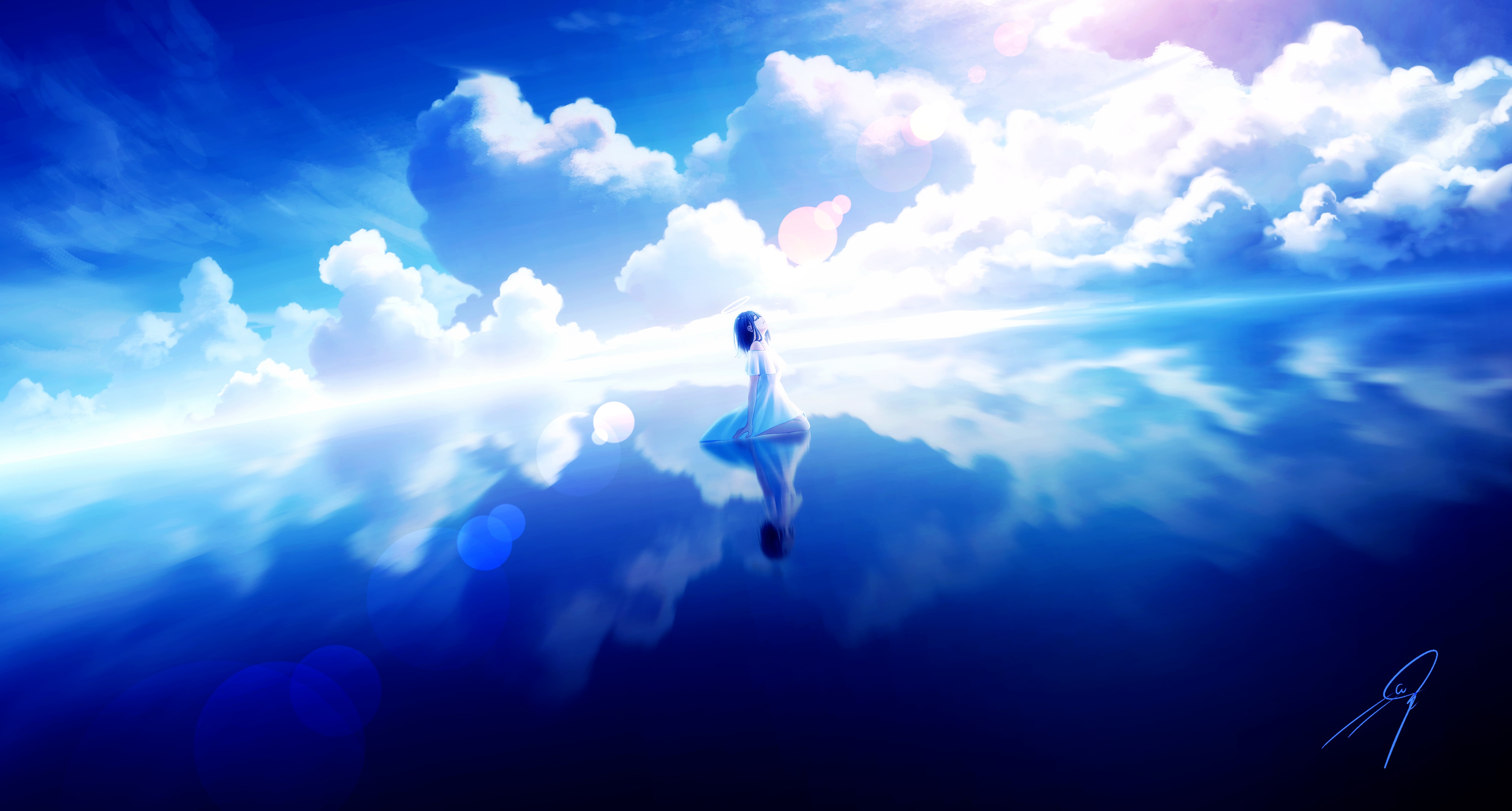 Anime Cloud Reflection Girl Free Heavenly Cloud Break Image | Download