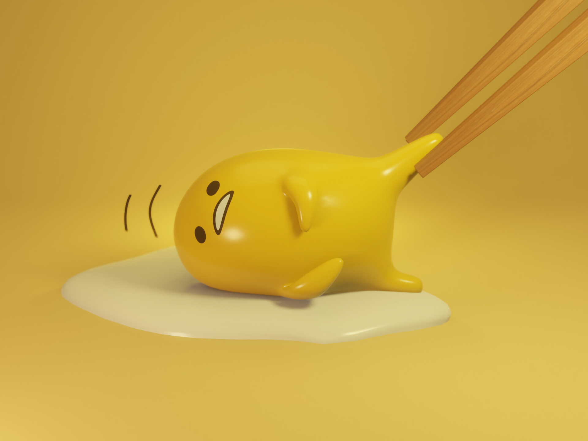 Artistic HD Gudetama Vibes: Playful Yolk Wallpaper