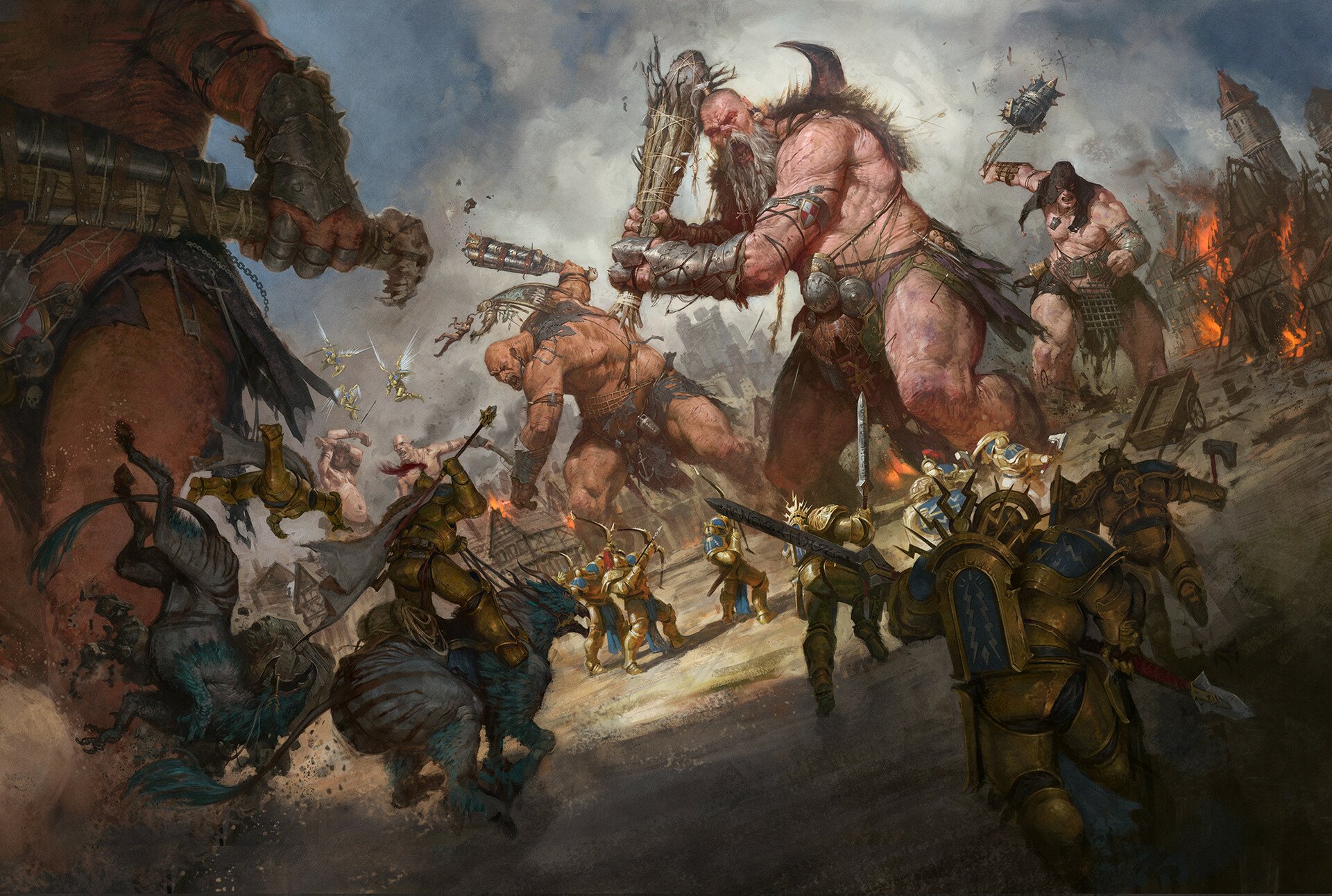 Download Giant Fantasy Battle HD Wallpaper by Thomas Elliott