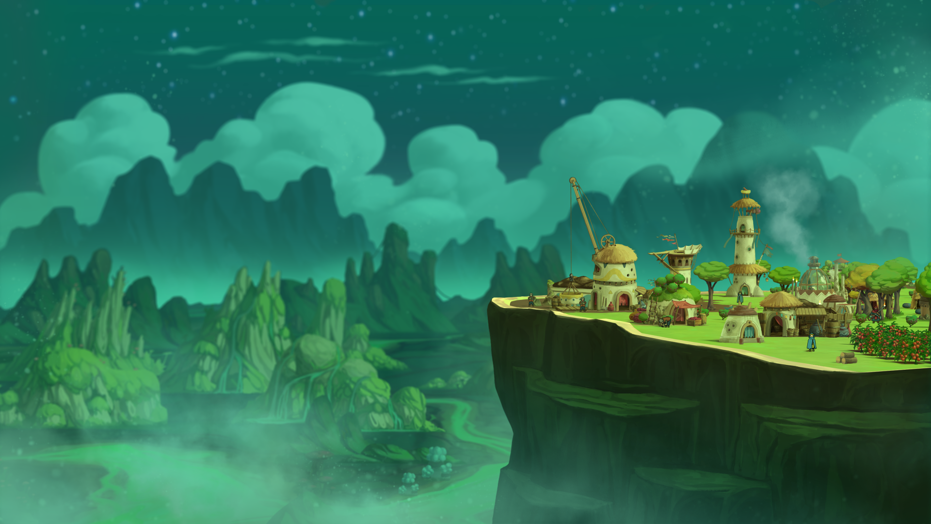 The Wandering Village HD Wallpaper - Fantasy Floating Island Background