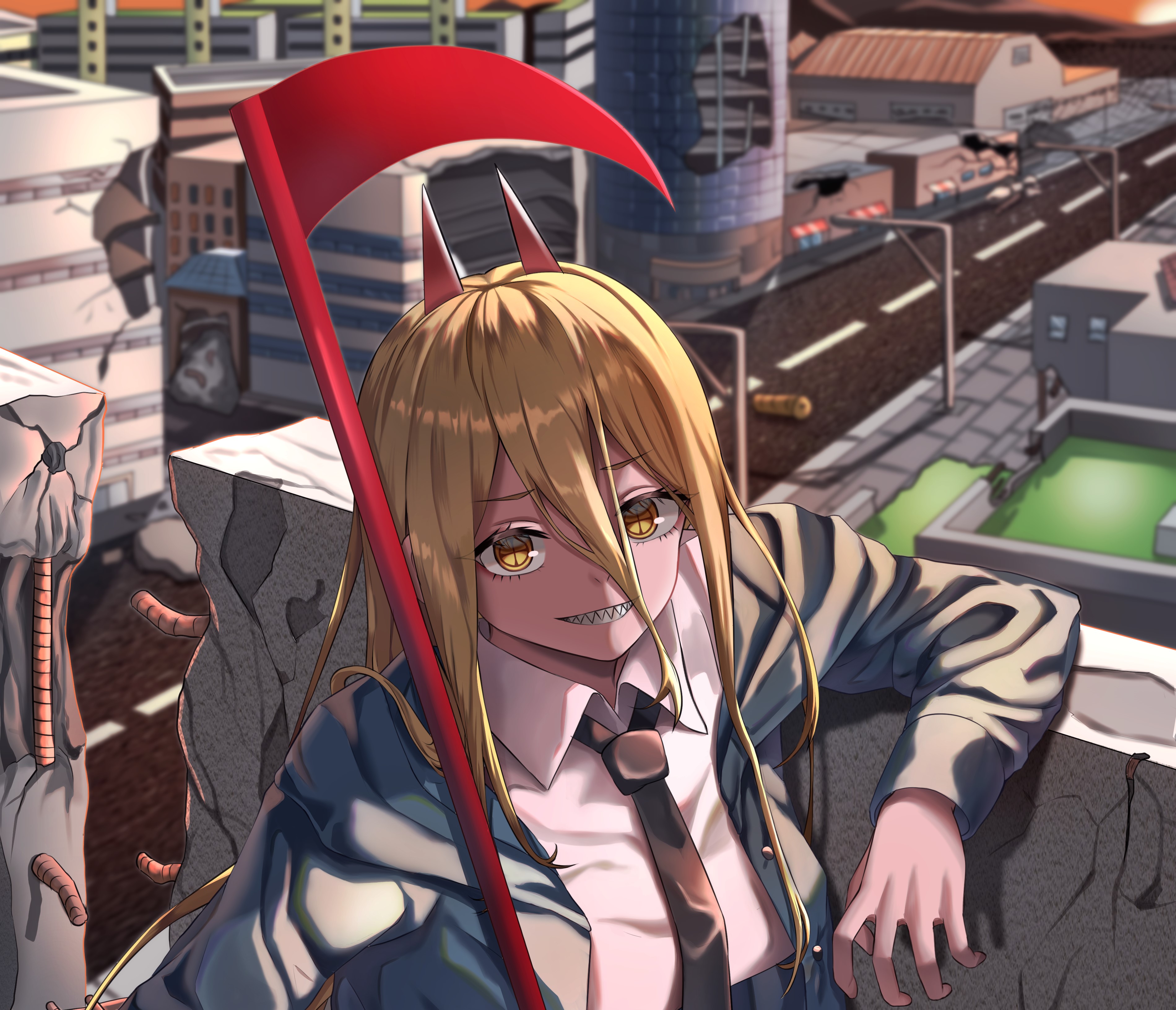 Power Unleashed: Chainsaw Man HD Anime Wallpaper by 𝐾𝐼𝐶 𝐾𝑂(킥코)