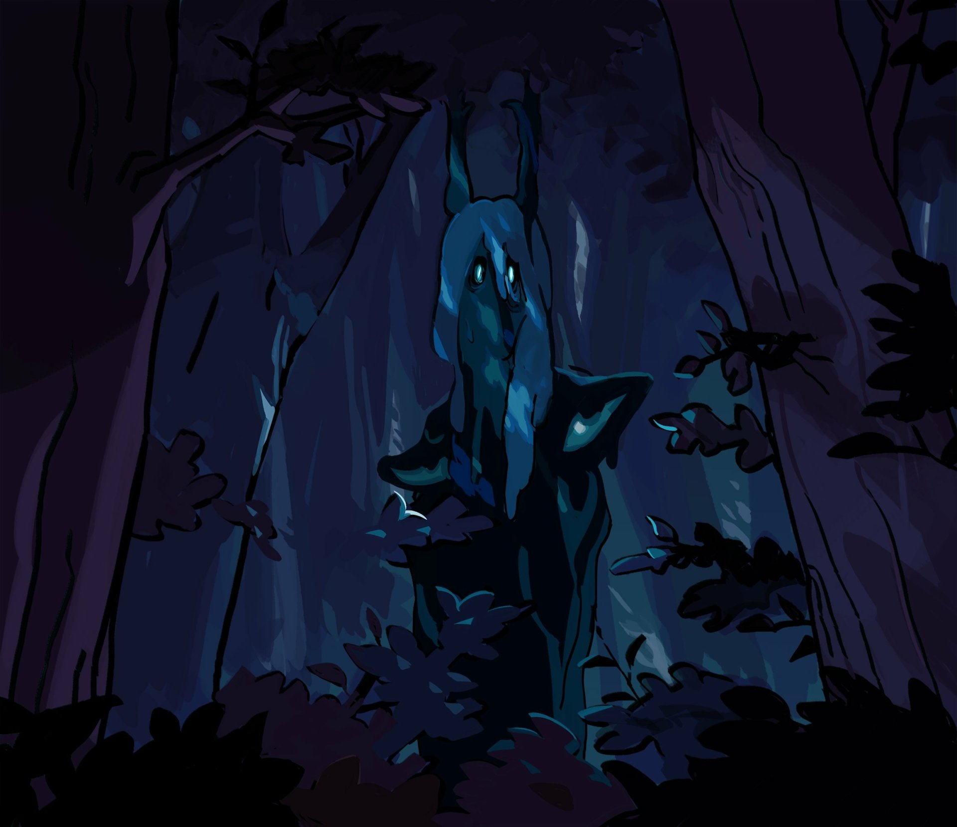 The Owl House HD Wallpaper: Mystical Night Forest Scene by Daun Han