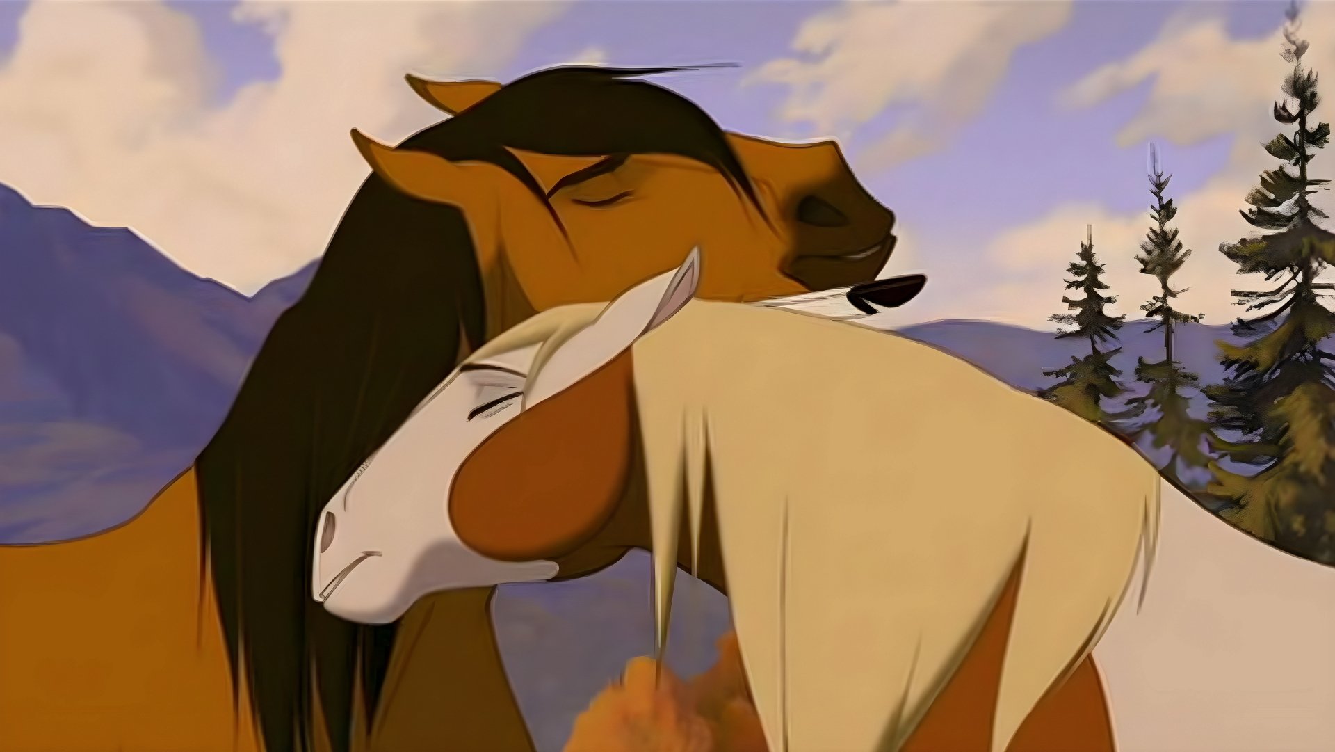 Download Brown Horse Love Cuddle Movie Spirit: Stallion Of The Cimarron 8k Ultra HD Wallpaper