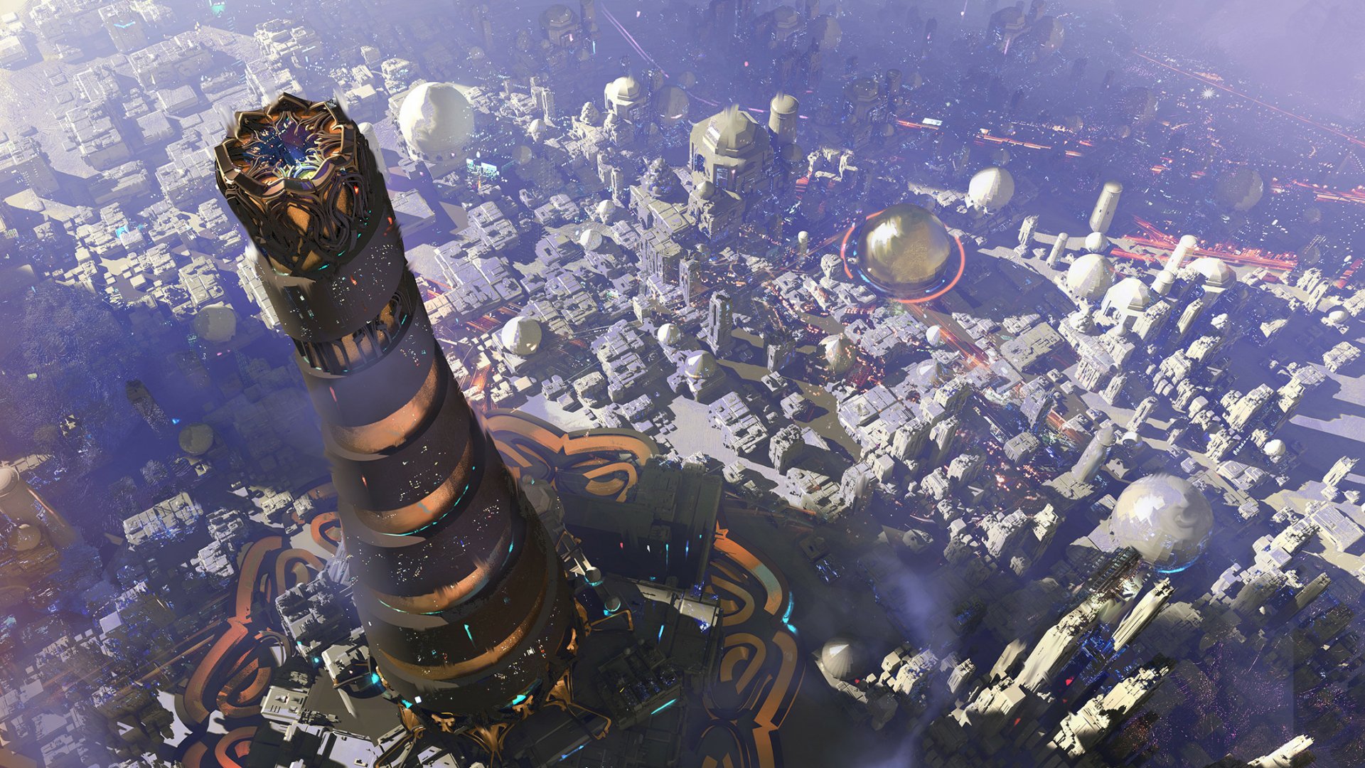 Aetherspire: Twilight Over the Fantasy City — HD Wallpaper by Sebastian ...