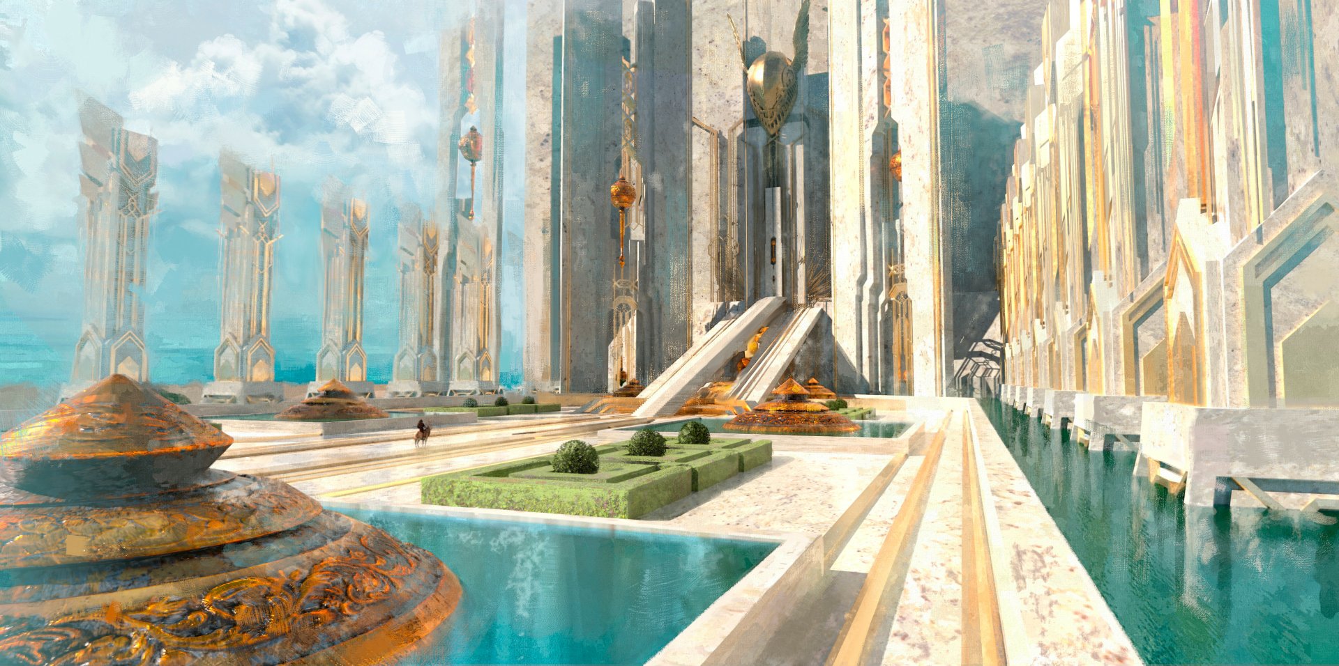 Majestic Fantasy Citadel: HD Epic Building Wallpaper by Elena Conte