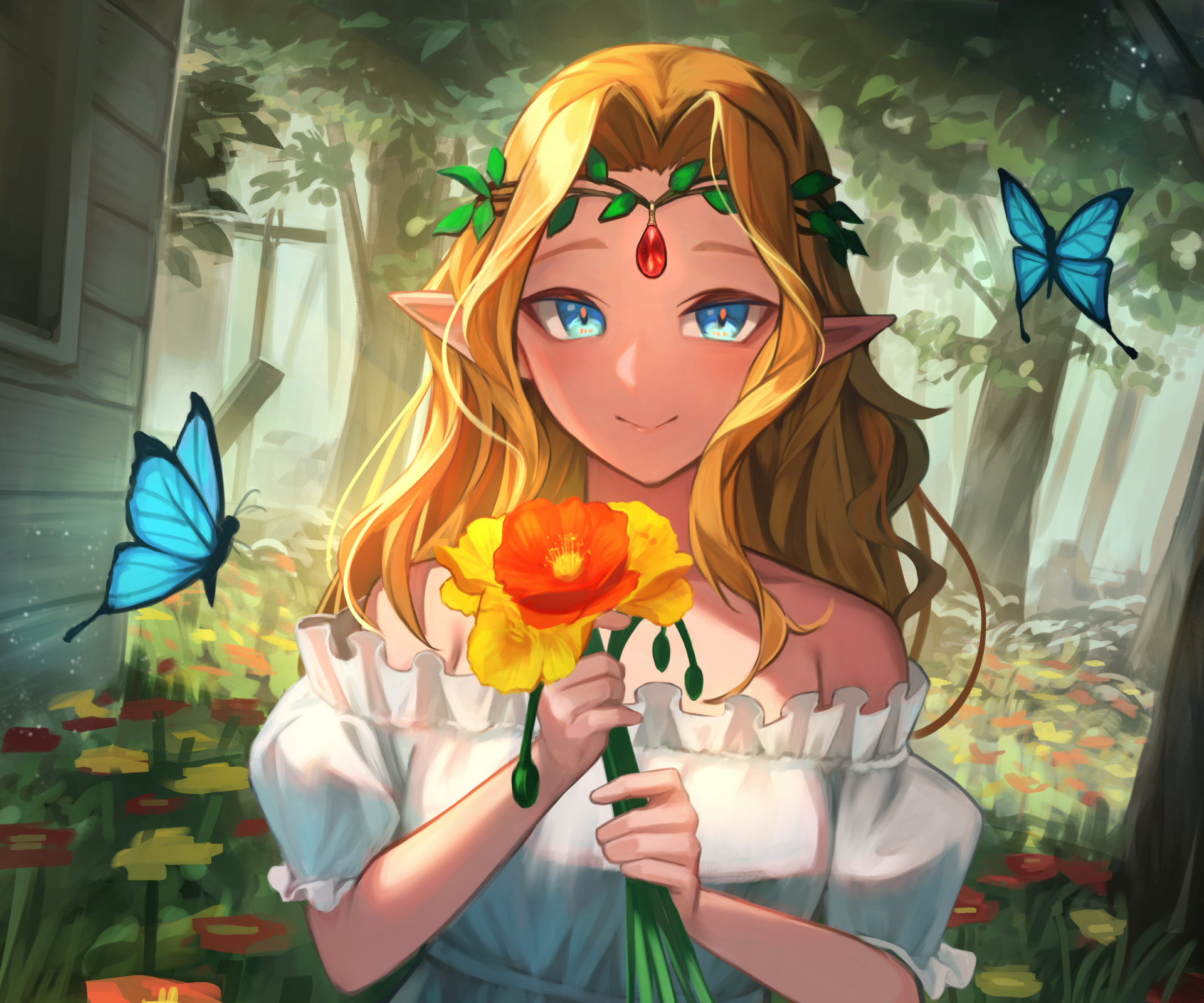Sunlit Elf — 2K Quad HD Fantasy Wallpaper by hakusyokuto | 2894x2412 ...