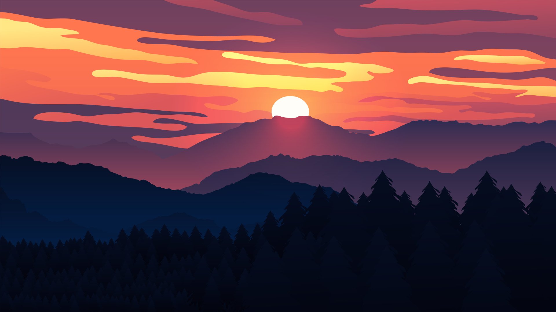 8K Ultra HD Abstract Sunset Landscape Illustration