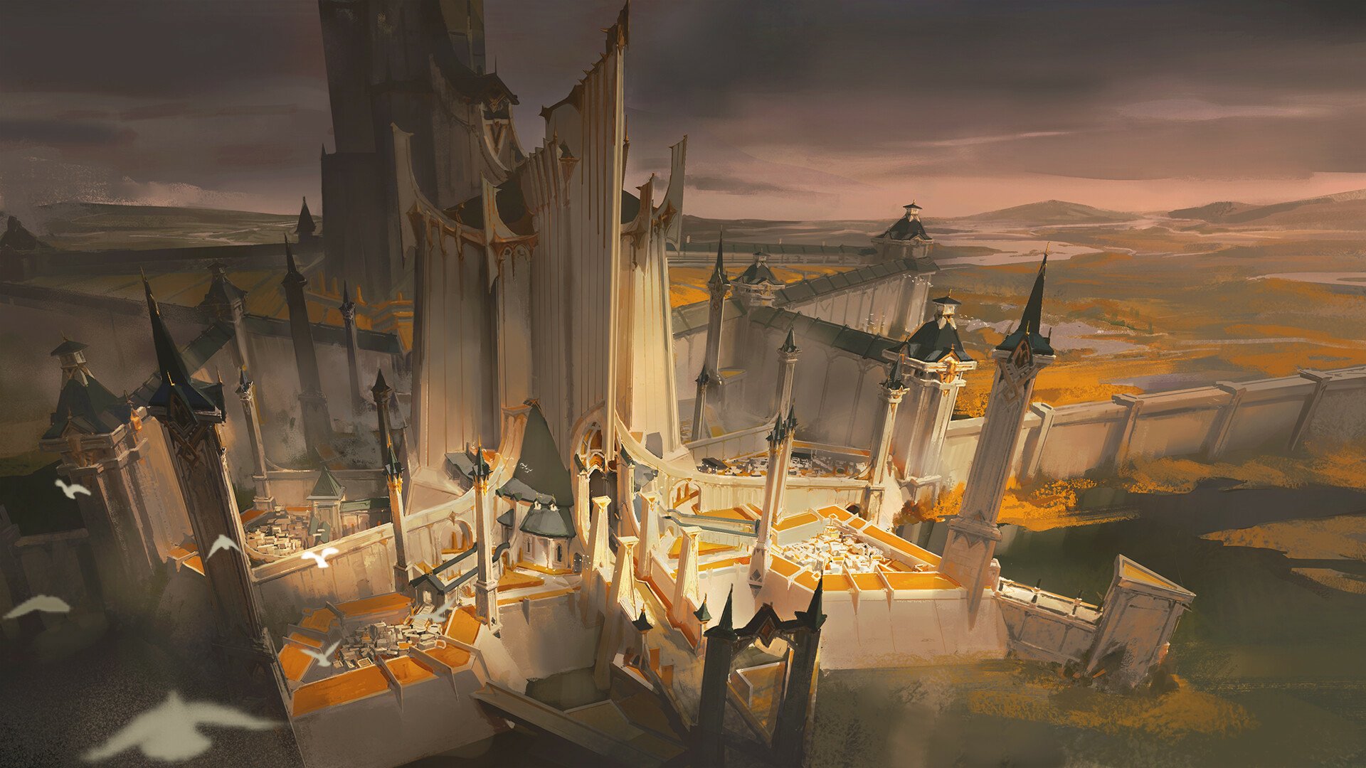 Sunfall Citadel — HD Fantasy City Wallpaper by 晨阳 崔 | 1920x1080 ...