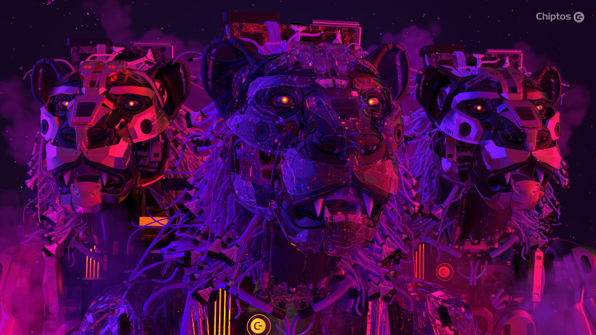 Chiptos Mecha Lion Pride Robot NFT Wallpaper Computer Part Wire Mane ...