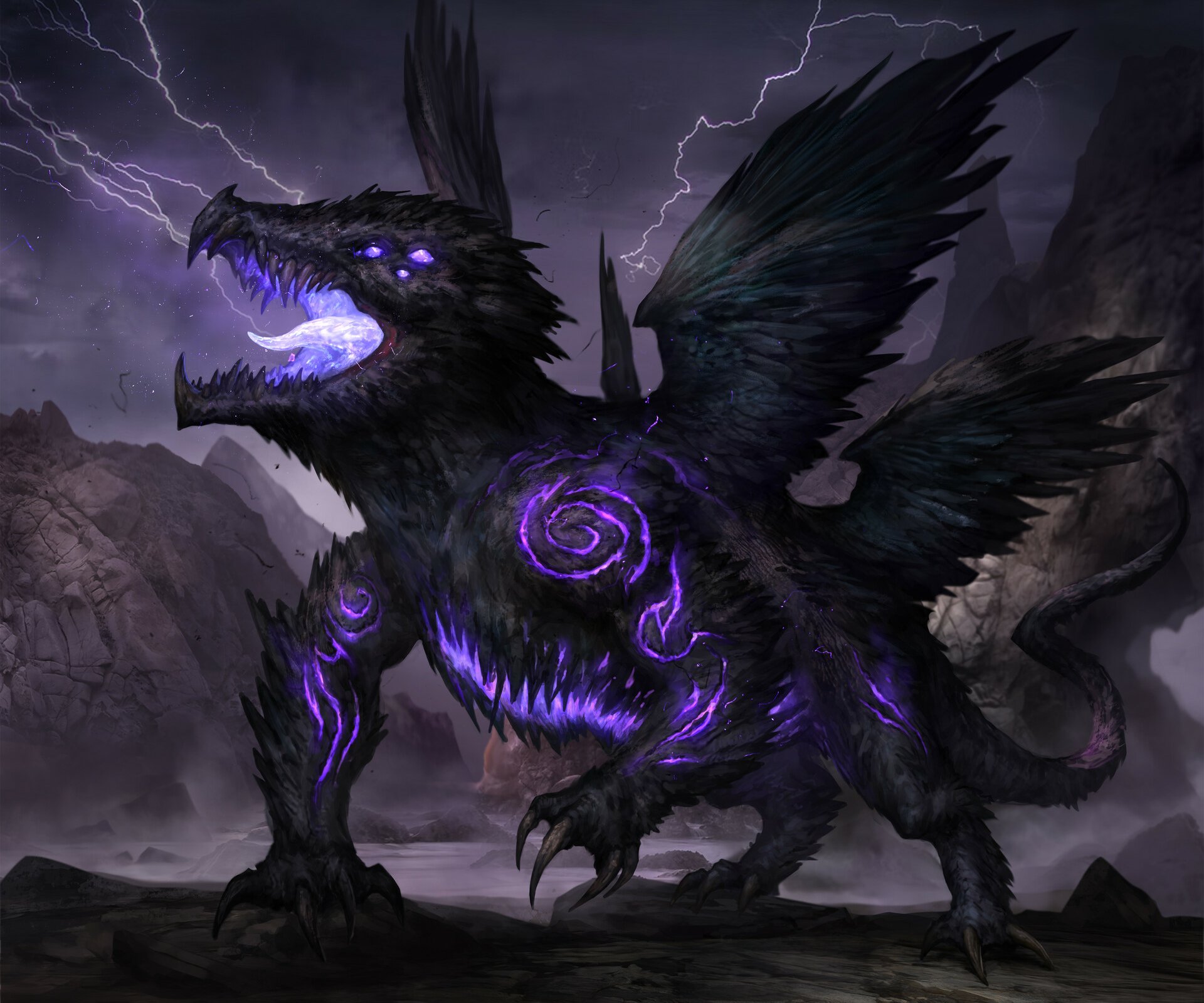 Epic Nightfall Beast: Fantasy Creature HD Wallpaper by Ivan Mikhalenko ...