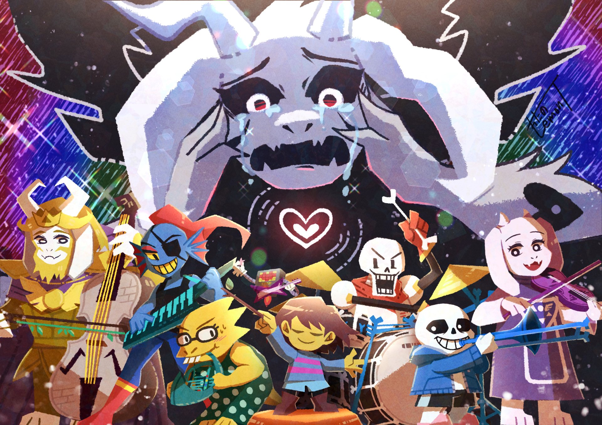 Undertale Heroes Unite: Frisk & Asriel 4K Ultra HD Wallpaper by 綿野レモンT