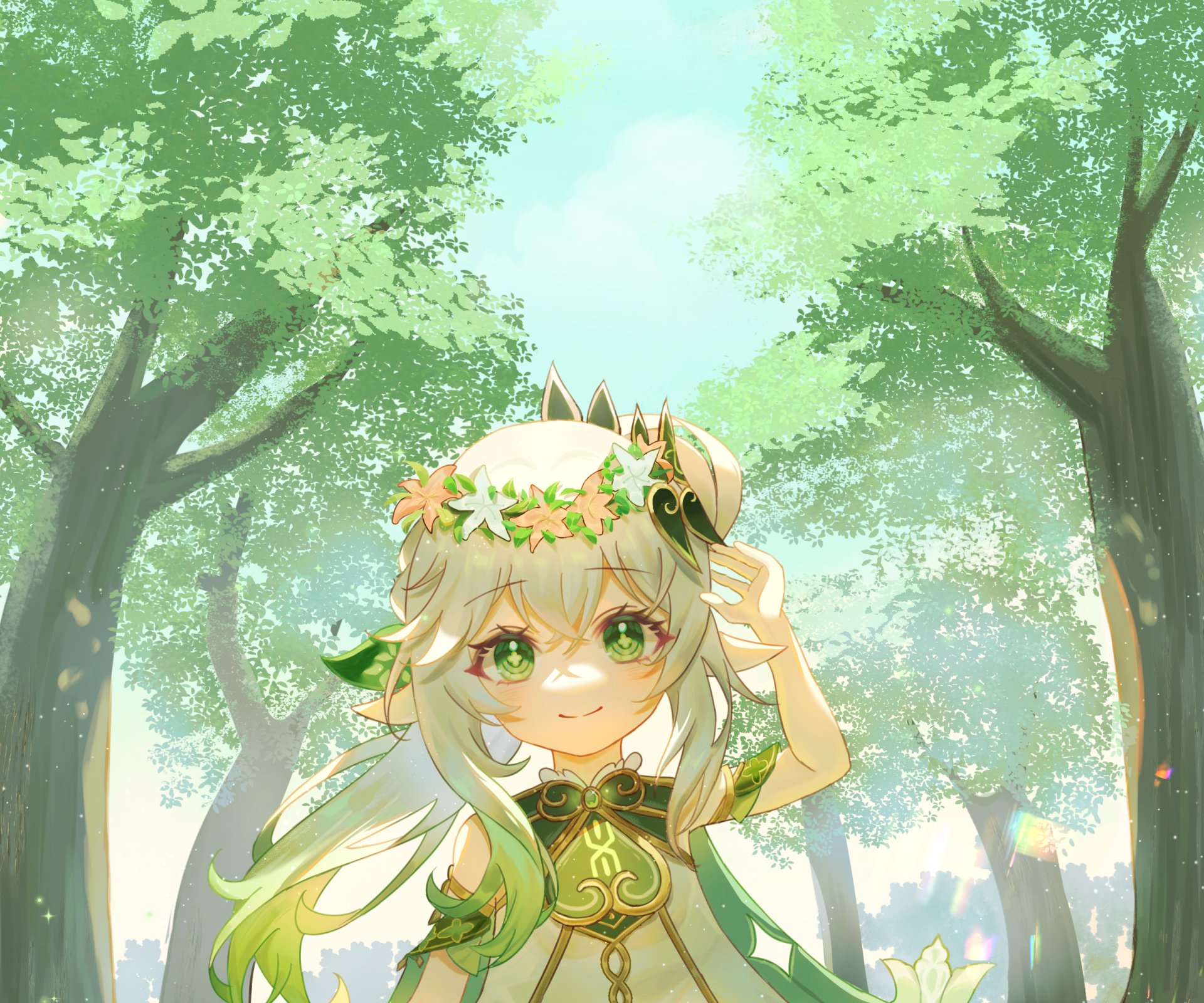 Nahida HD Wallpaper – Enchanted Forest Spirit from Genshin Impact