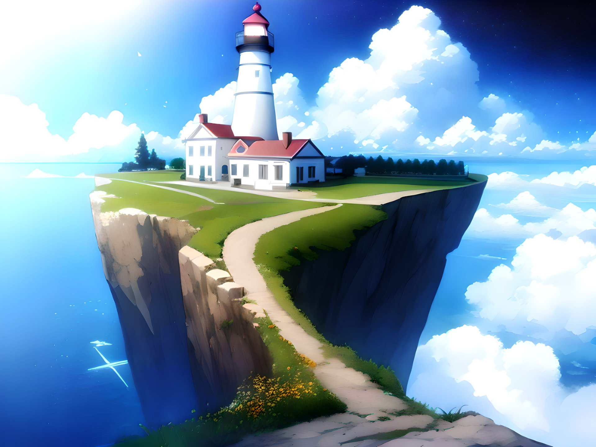 A ighthouse on top of a cliff above the clouds by CptGui | 4000x3000 ...