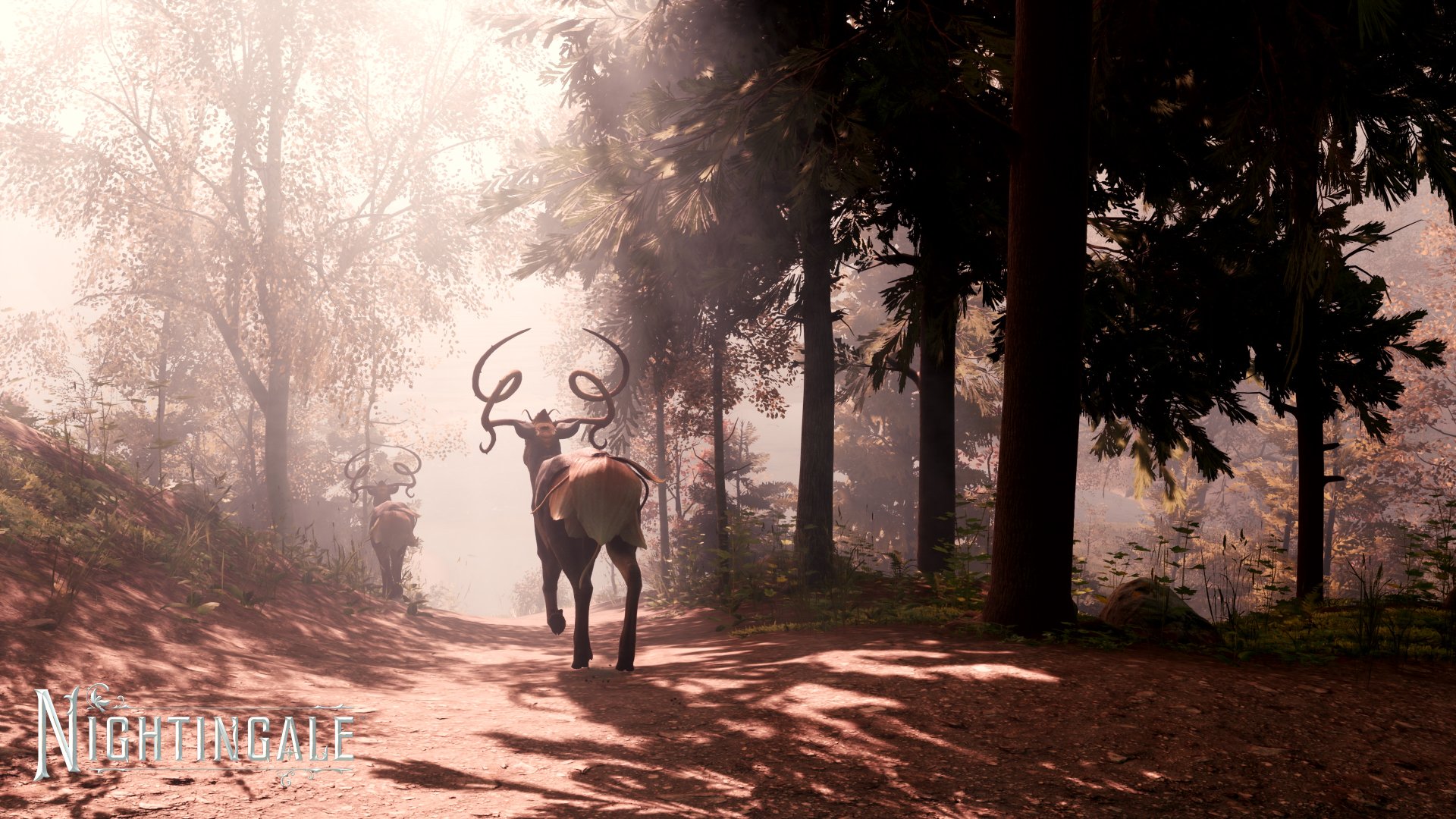 Mystical Deer in Enchanted Forest: Nightingale HD Wallpaper