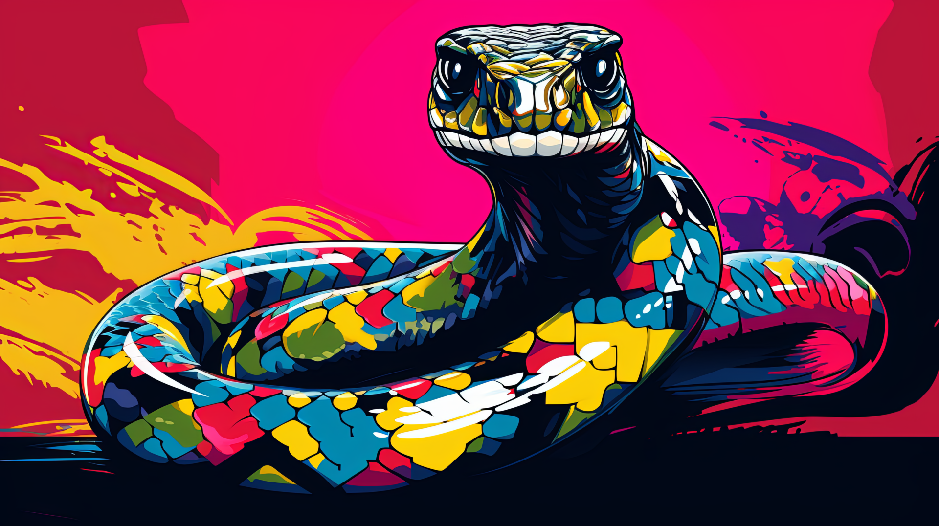 Hypnotic AI Snake Art HD Wallpaper by Laxmonaut