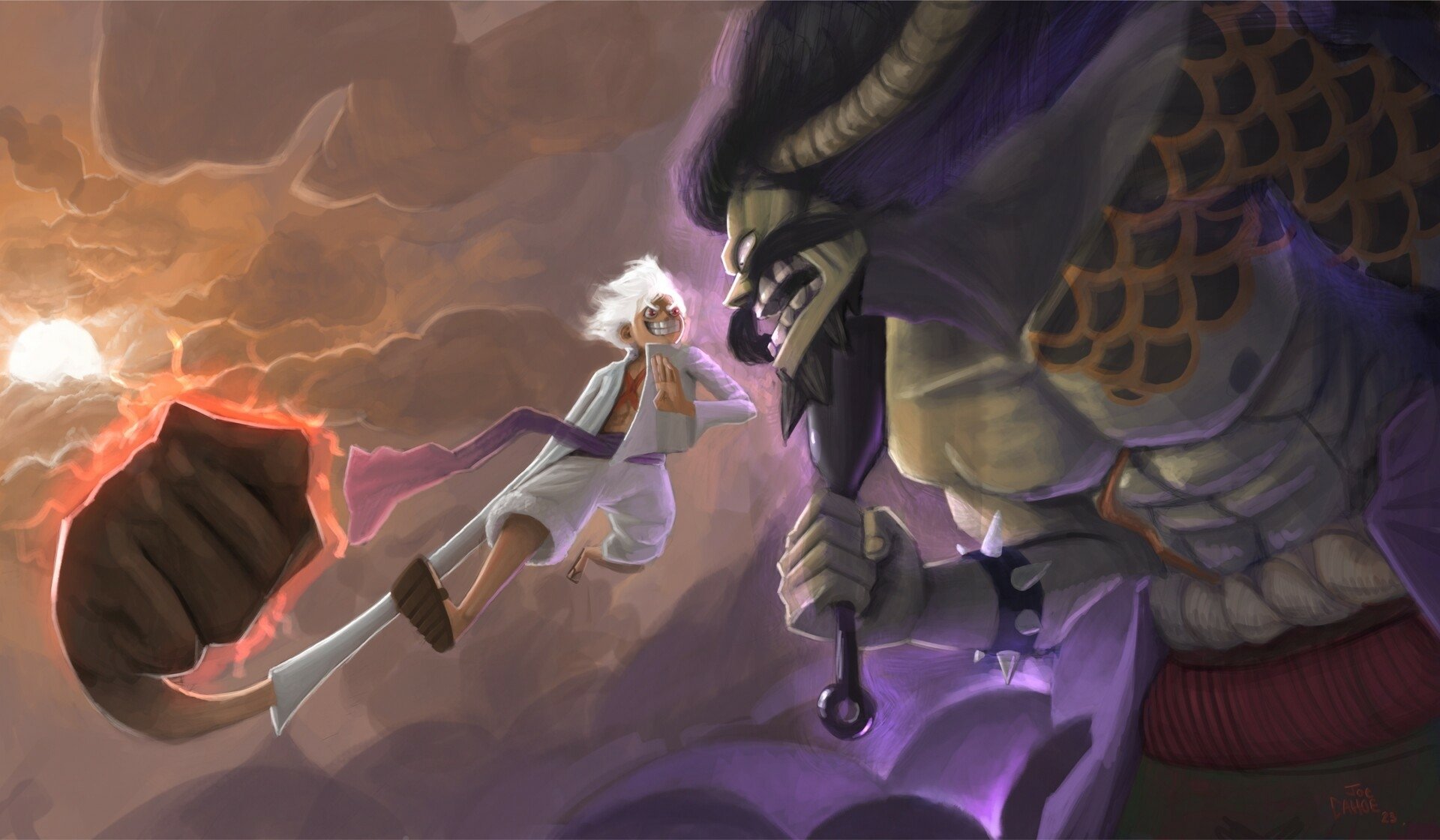 Monkey D. Luffy Gear 5 vs Kaido — One Piece HD Wallpaper by Joseph Cahoe