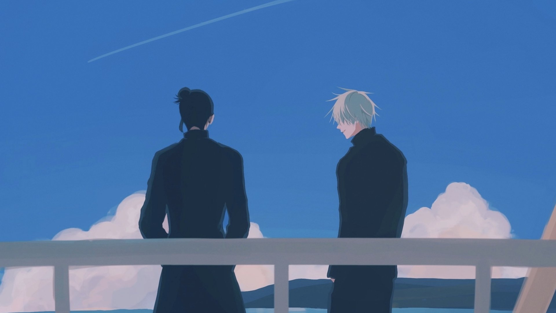Jujutsu Kaisen HD Wallpaper: Gojo & Geto Under Open Skies by コンブ