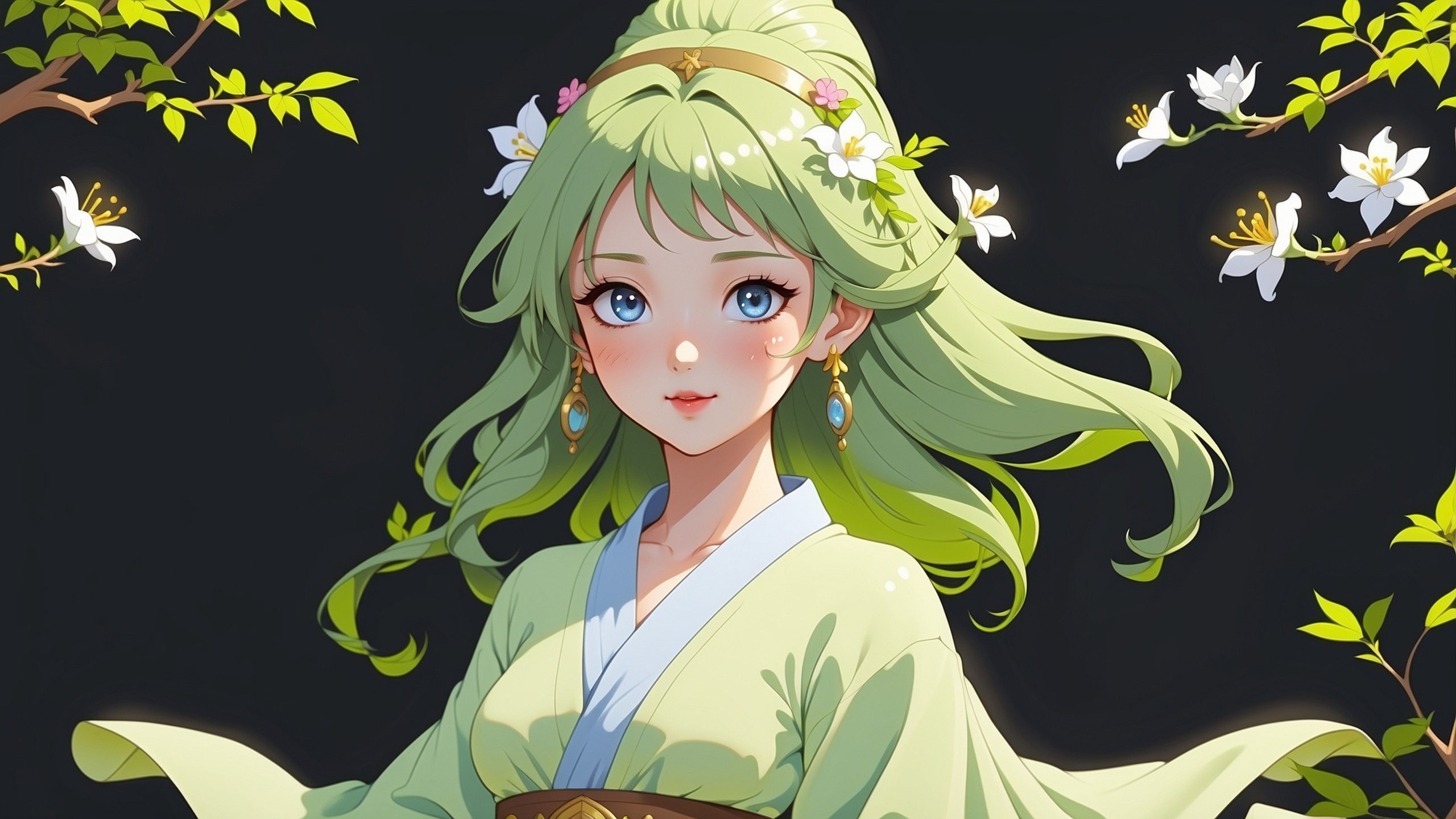 Earth Goddess Wearing Flowy Robes by AnimeHead