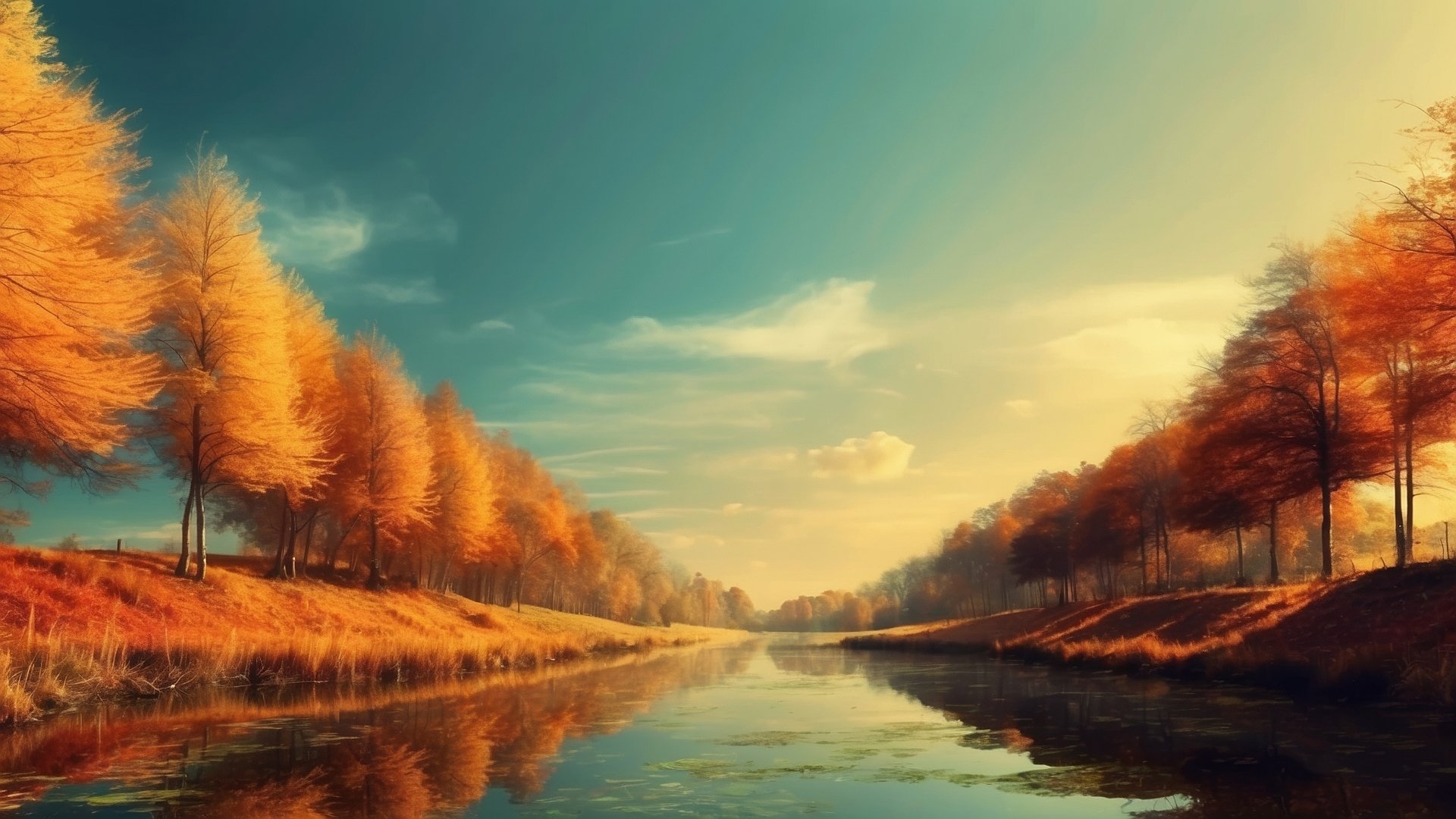 Autumn Serenity River HD Wallpaper by QuantumCurator