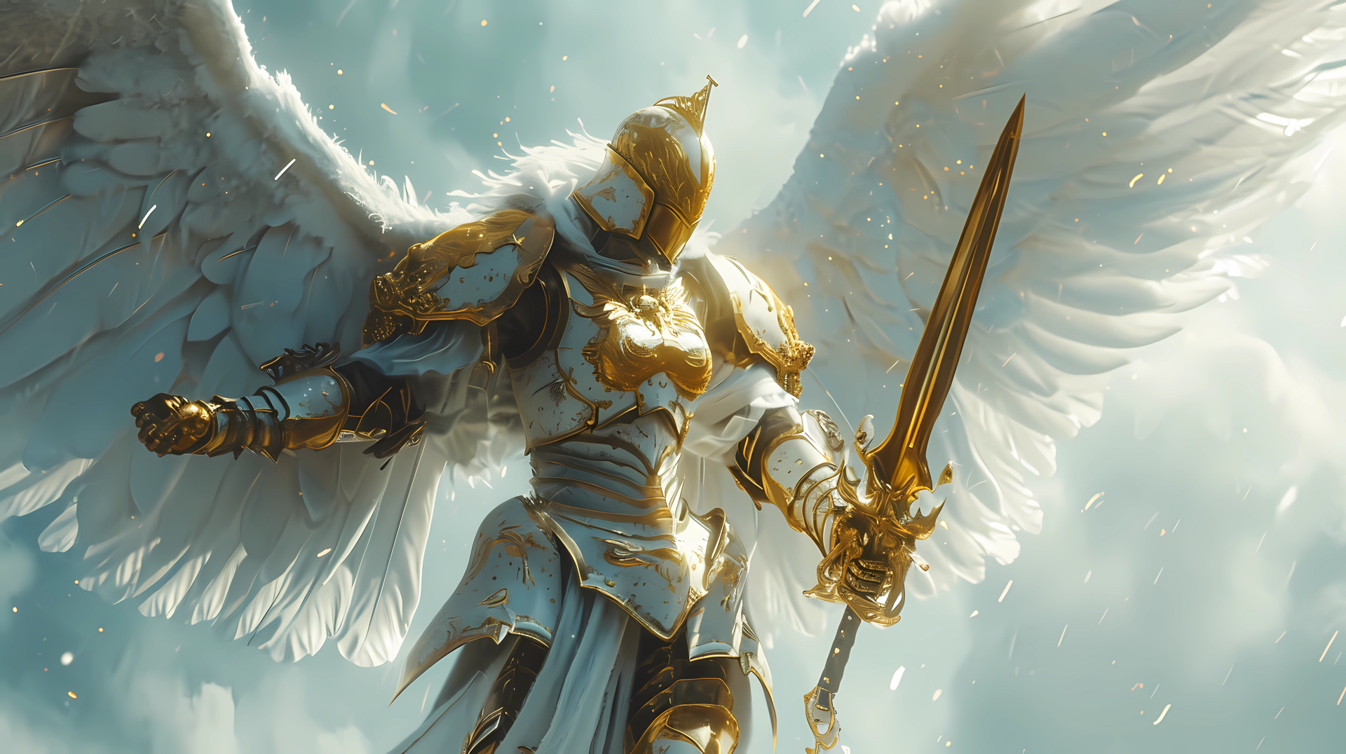 Angel warrior with sword by michaldunaj