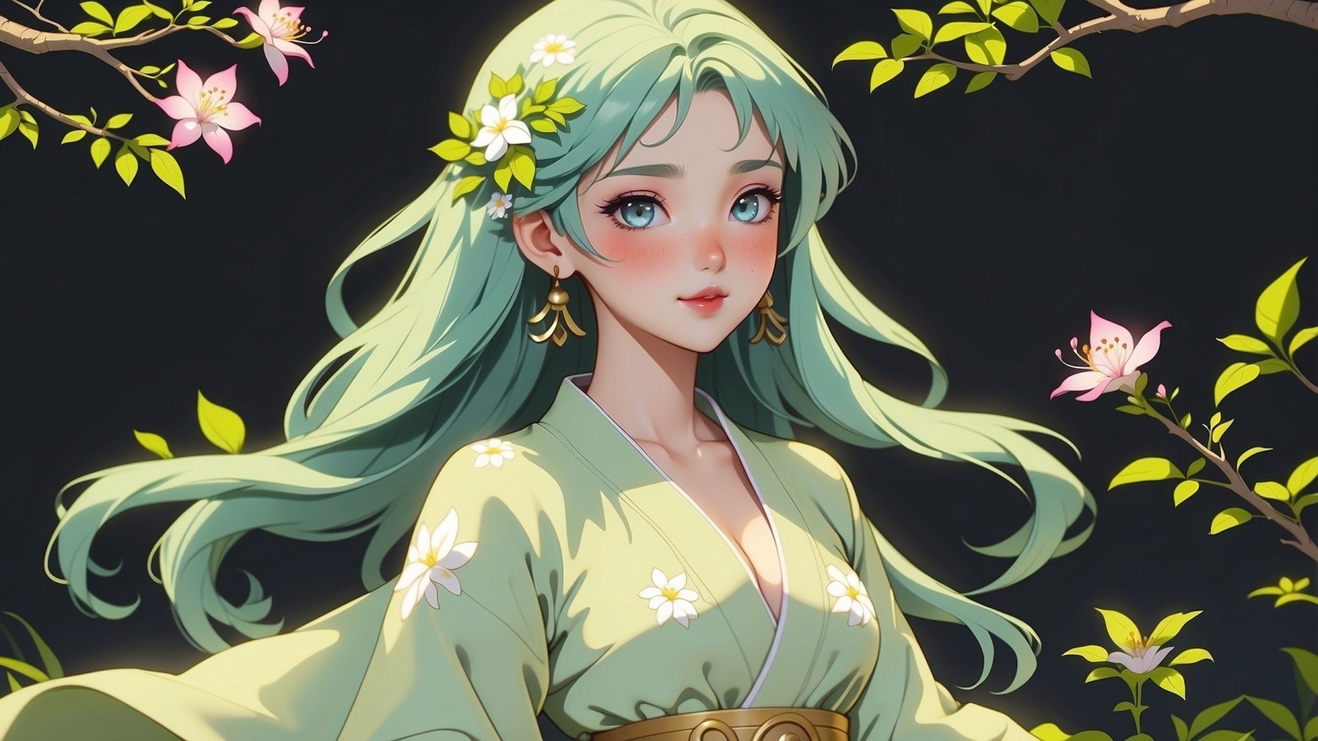 Earth Goddess Wearing Flowy Robes by AnimeHead