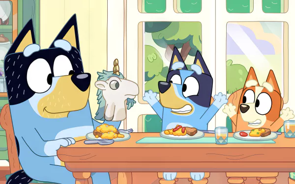 Bluey Family Cartoon HD Desktop Wallpaper