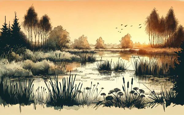 Golden Marsh Sunset HD Wallpaper by QuantumCurator