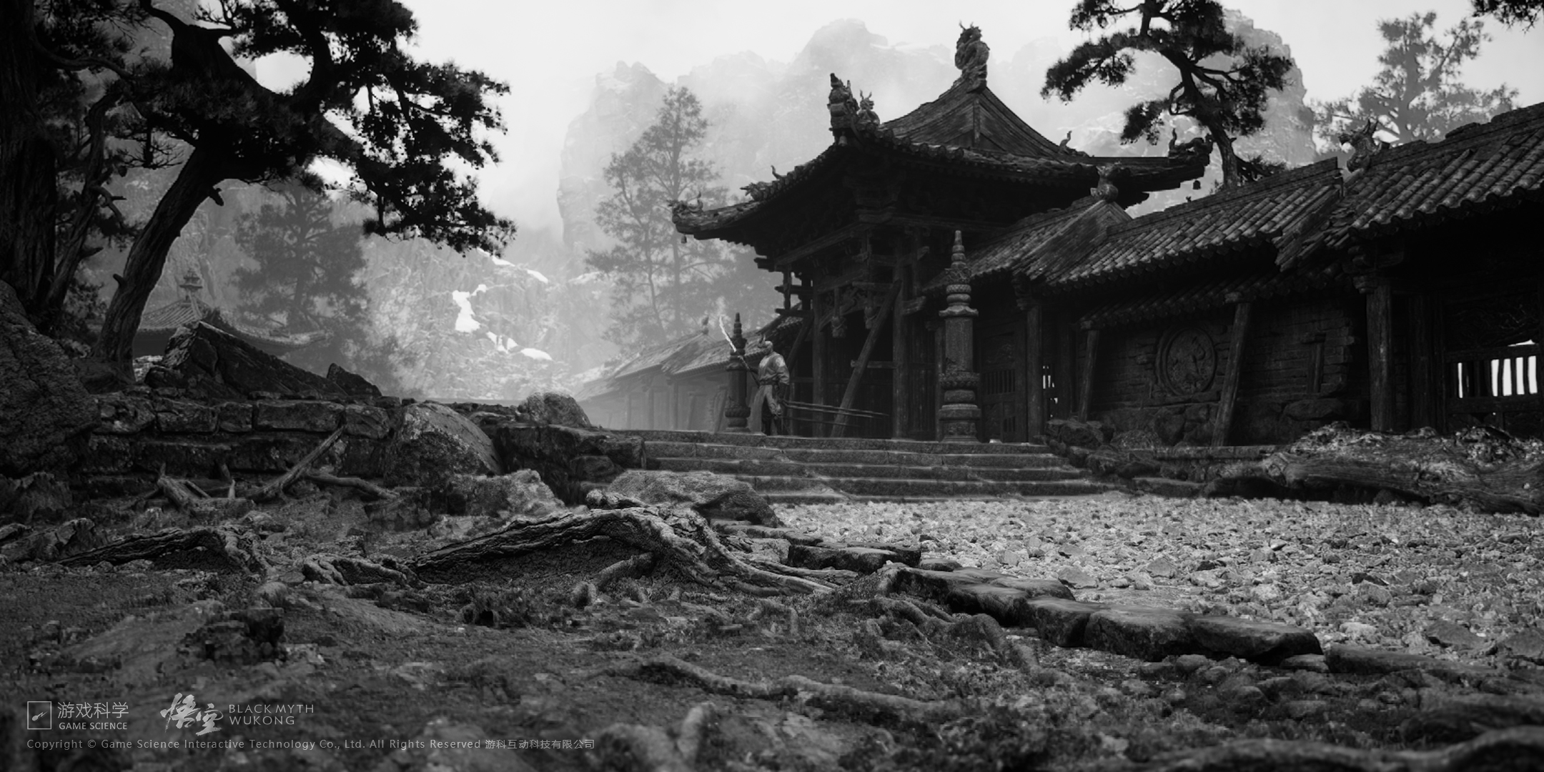 Black Myth: Wukong Game Scene HD Wallpaper | Monochrome Design