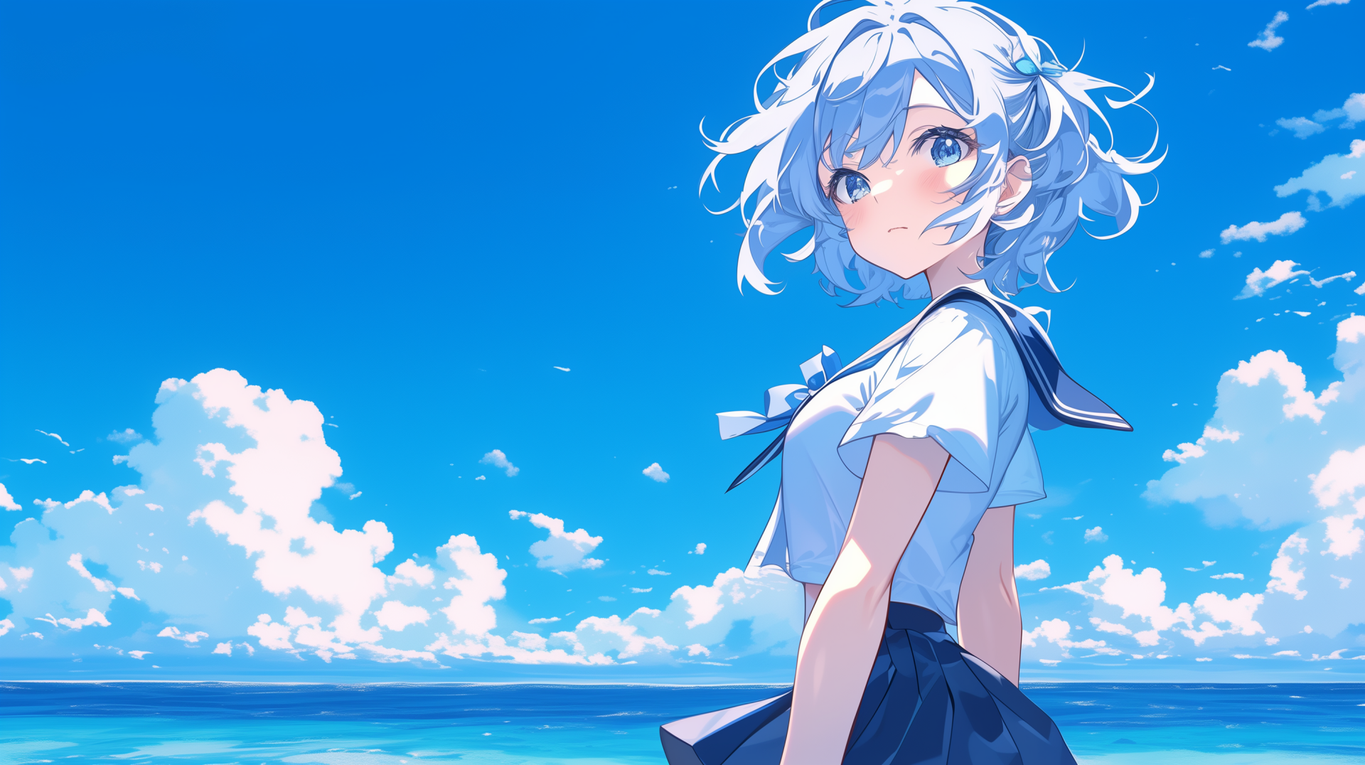 Blue-Haired Anime Girl HD Wallpaper by robokoboto | 2912x1632 ...