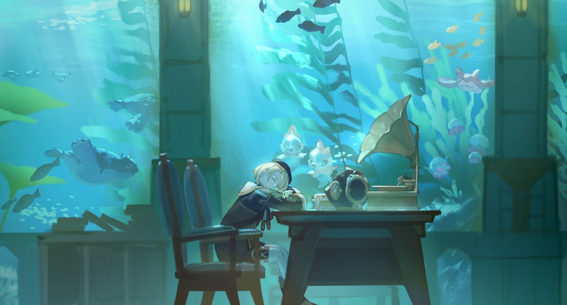 Genshin Impact Freminet Underwater Scene HD Wallpaper by ミズク