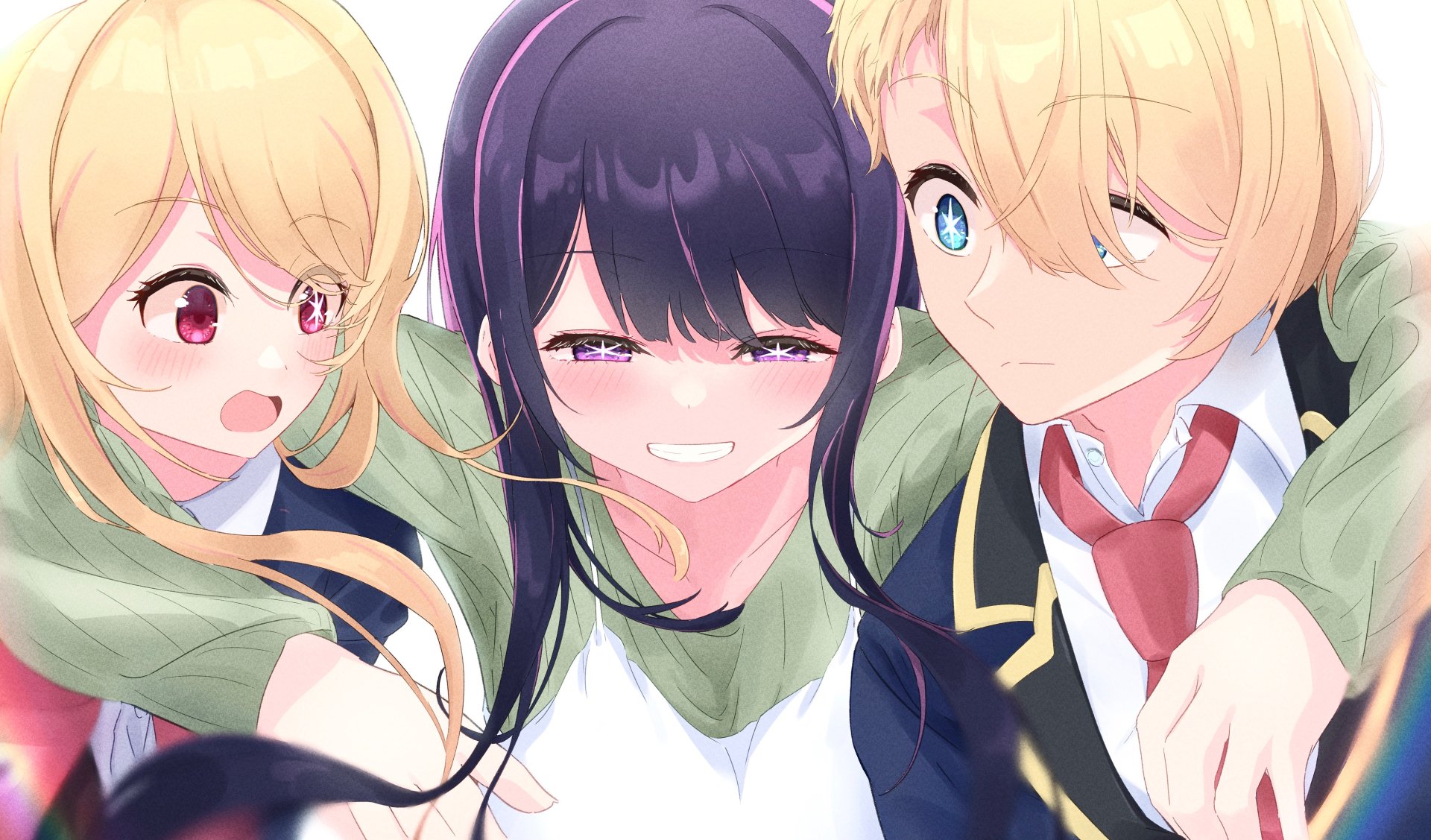 Oshi no Ko 4K Ultra HD: Ruby, Ai & Aquamarine Hoshino Trio Wallpaper by 彩凪