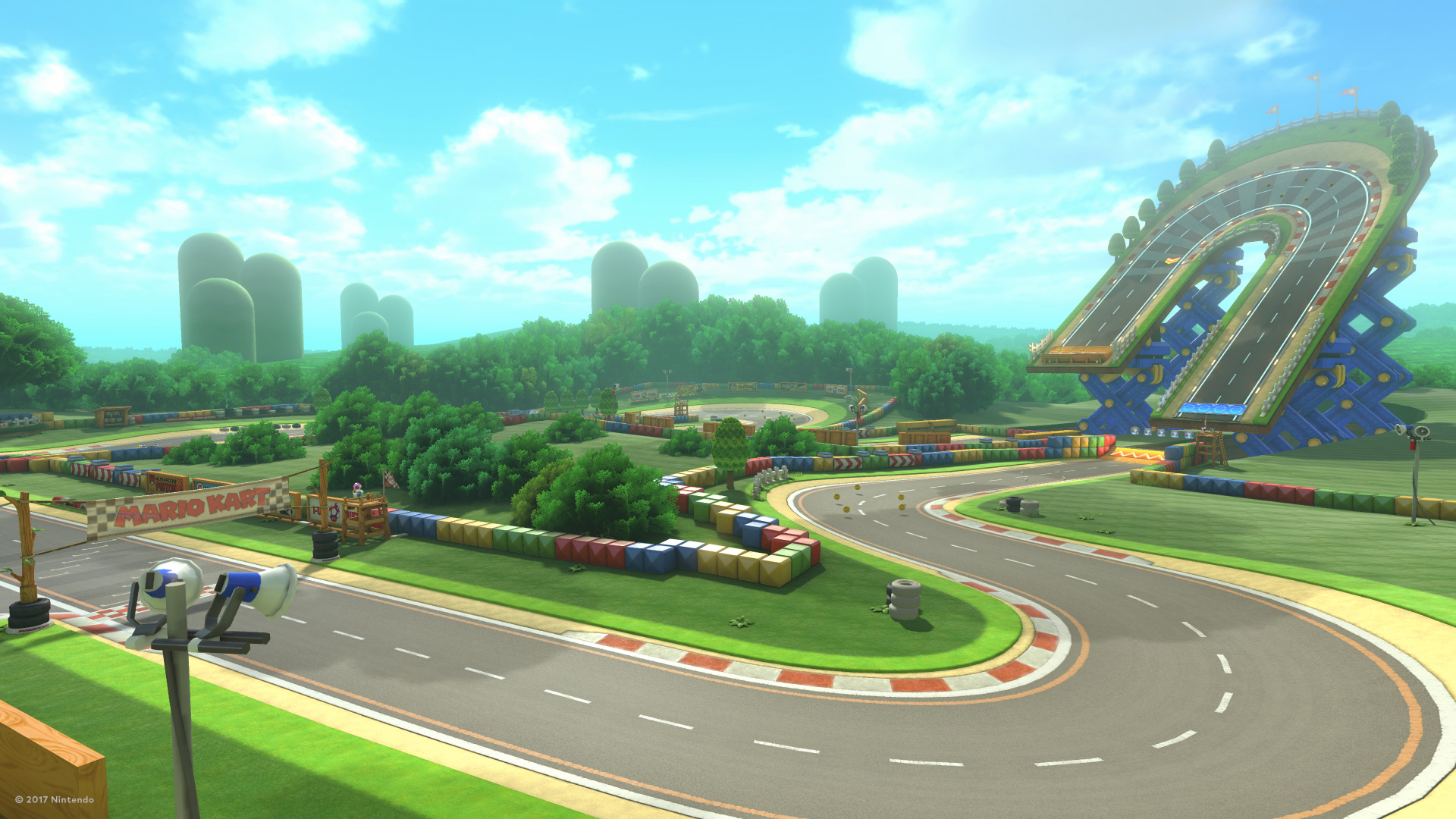Mario Kart 8 Deluxe HD Wallpaper – Iconic Rainbow Road Racing View