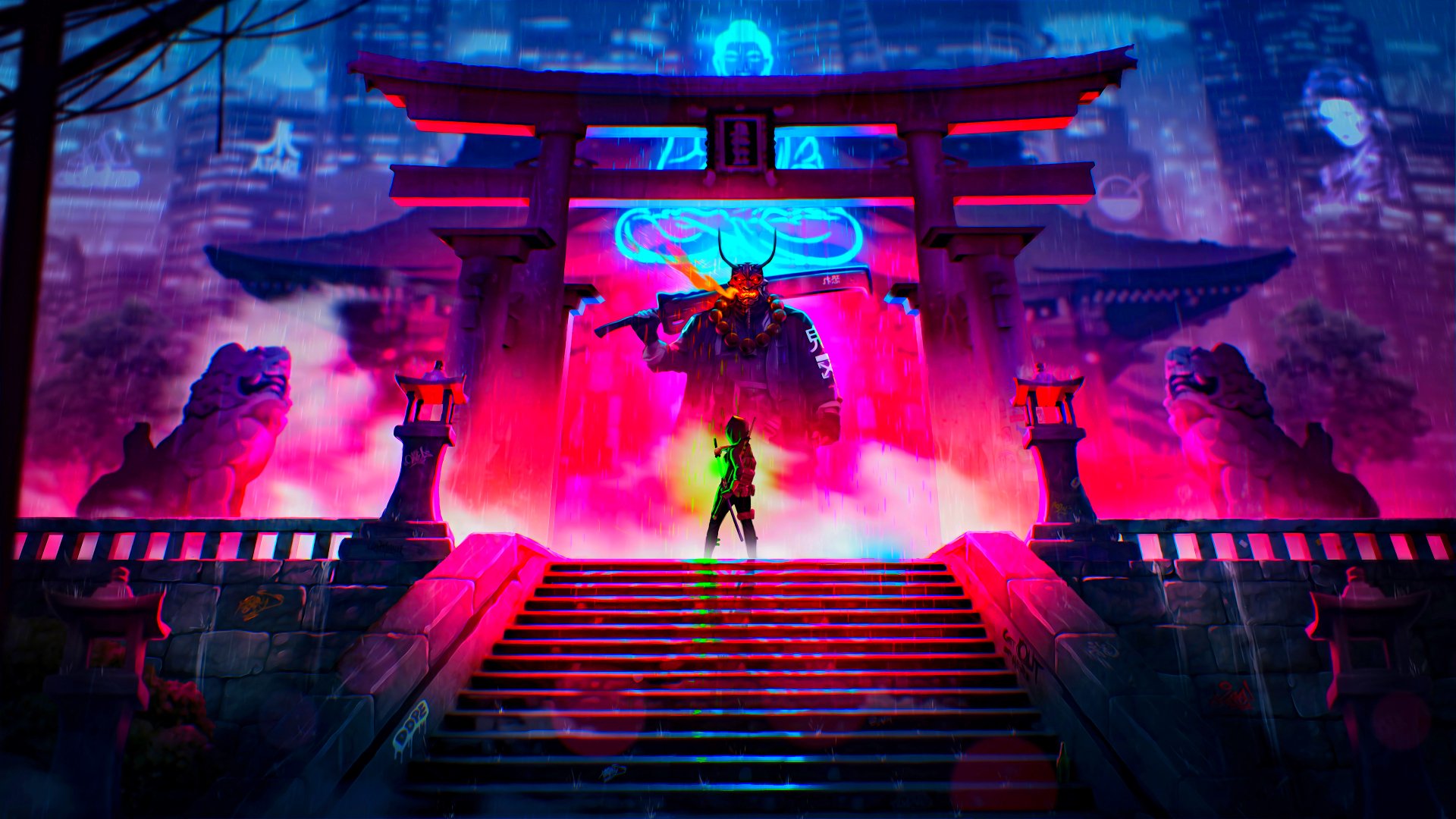 Cyberpunk Neon Castle: 4K Ultra HD Futuristic Fortress Glow