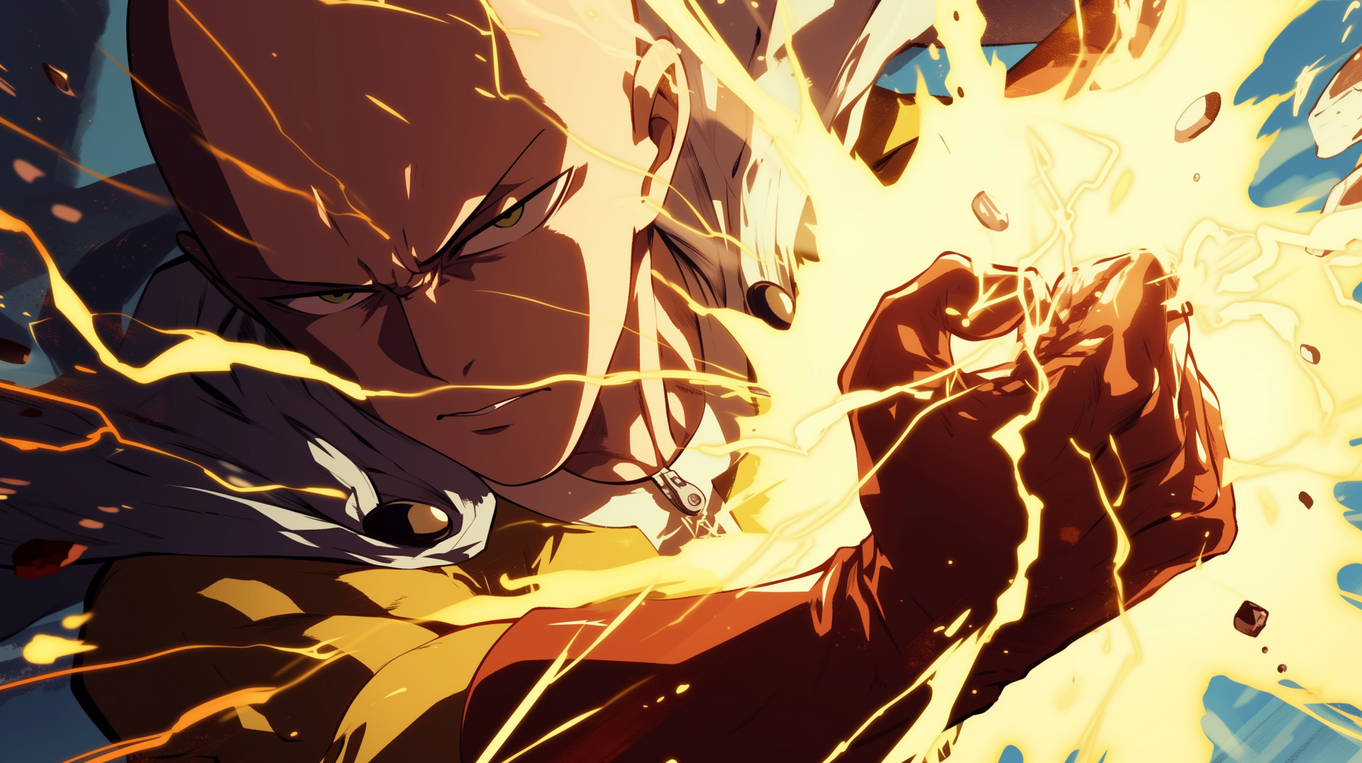 Saitama Power Surge HD Wallpaper by patrika | 2912x1632 | Wallpaper Abyss