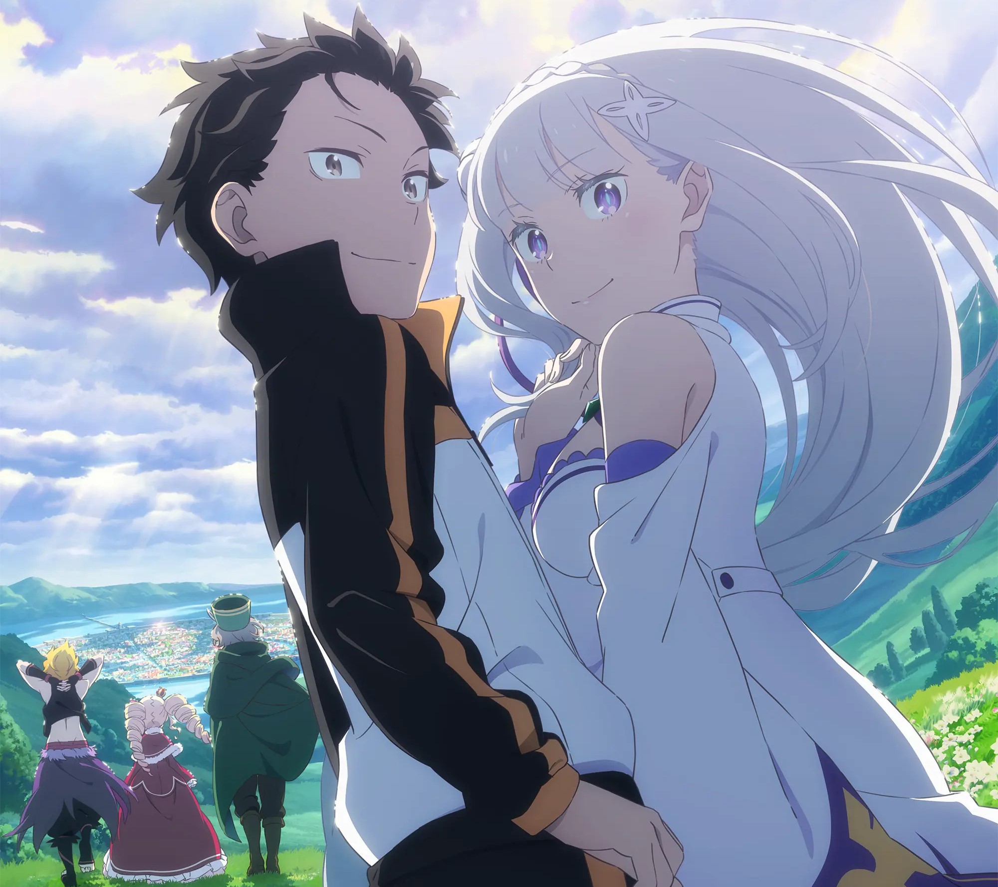 Re:Zero HD Wallpaper – Subaru & Emilia in a Stunning Anime Scene