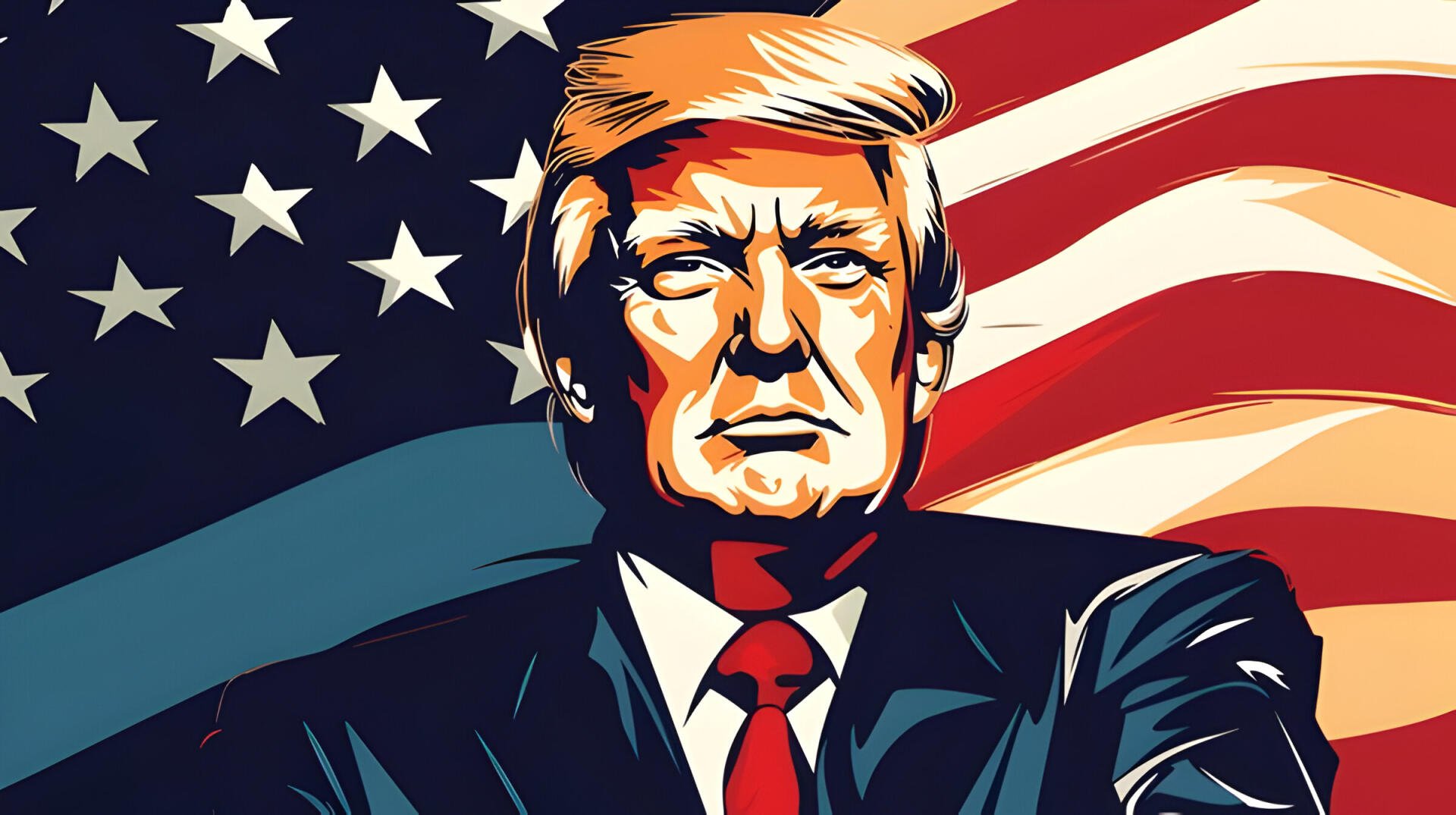 Bold Trump MAGA HD Wallpaper with American Flag