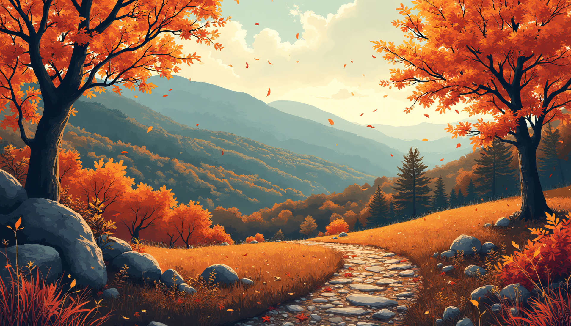 Autumn Serenity: An Artistic HD Wallpaper of a Scenic Road by patrika ...