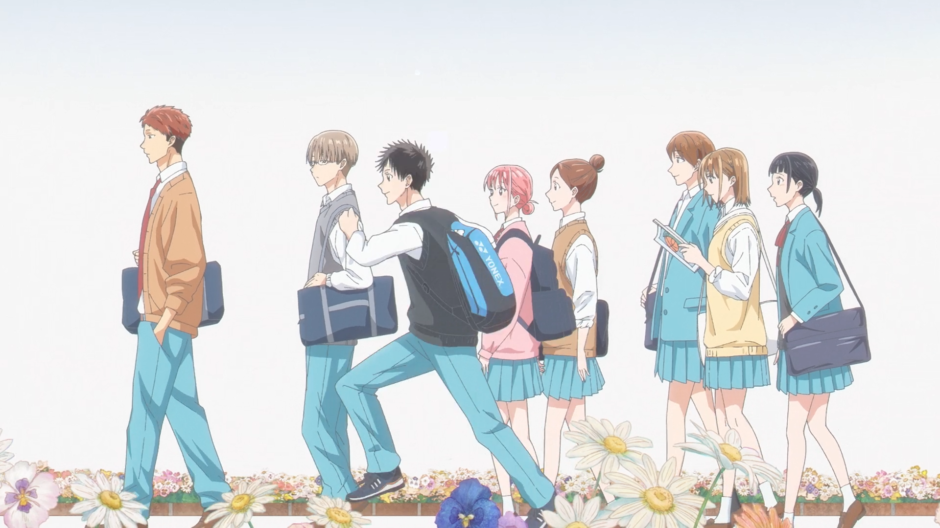 Blue Box Anime HD Wallpaper: Youthful Steps and Blossoms